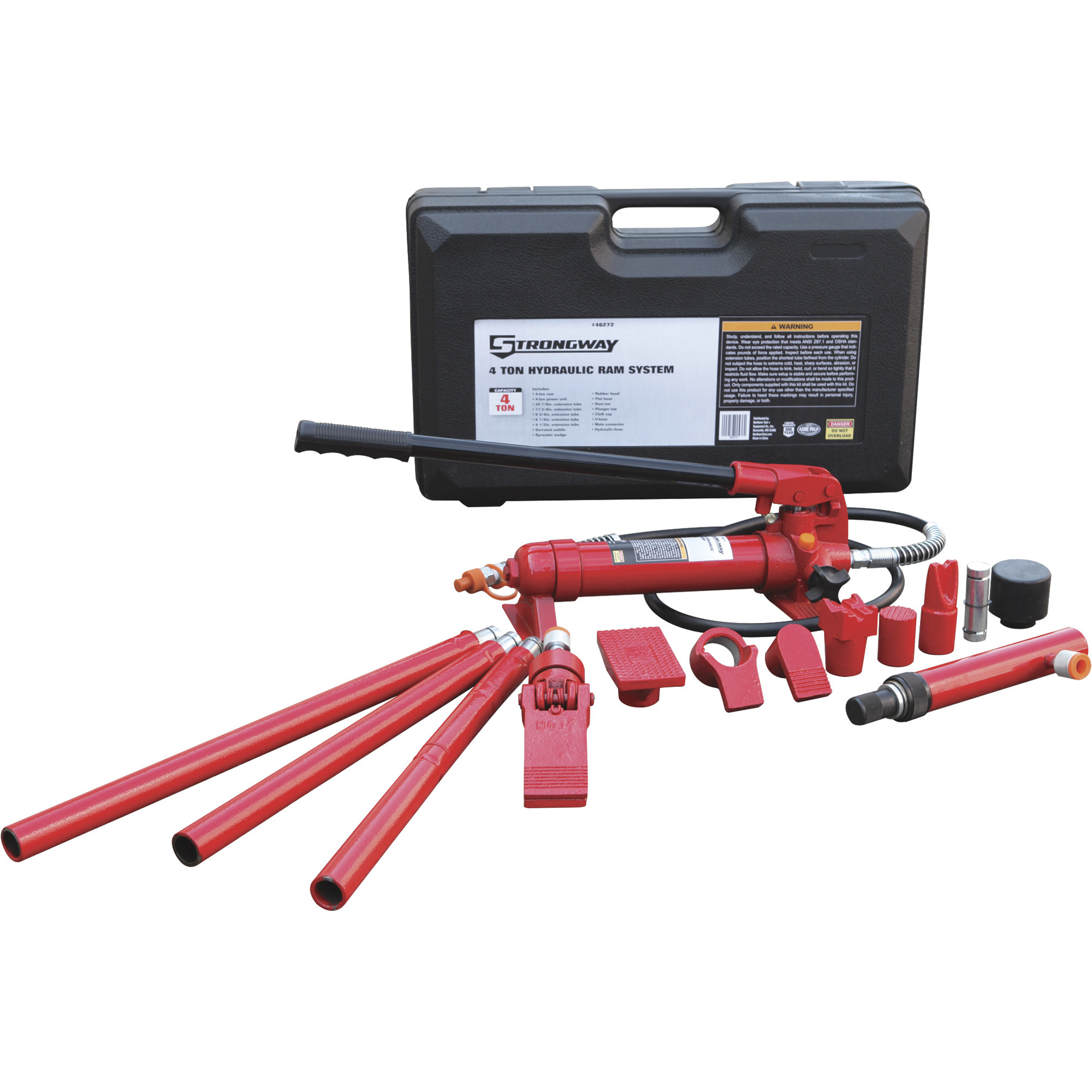 Strongway Hydraulic Portable Ram Kit, 10-Ton Capacity, 16-Pc ...