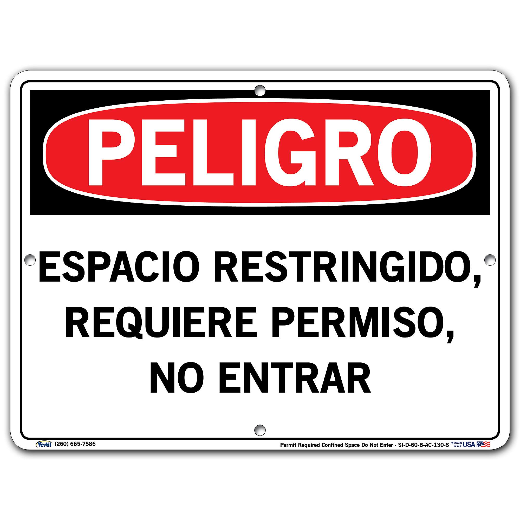 Vestil, Danger Sign (Spanish/Espanol) - Aluminum Composite, Sign ...