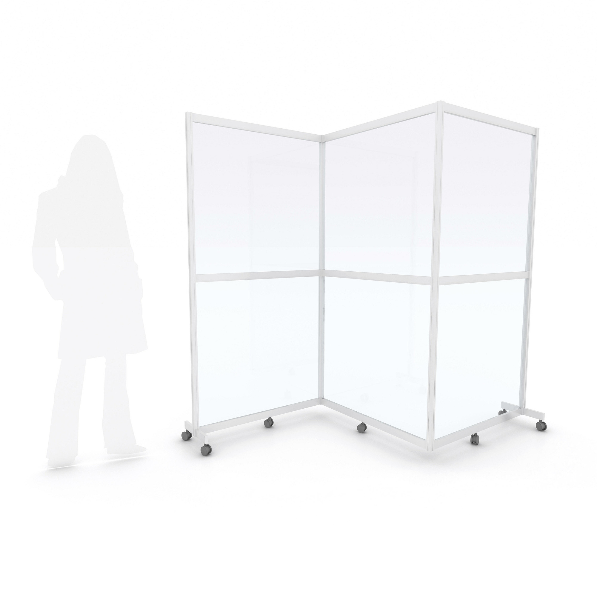 Quantum-Safety, Corner Mobile Safety Partition - 3 Clear Panels ...