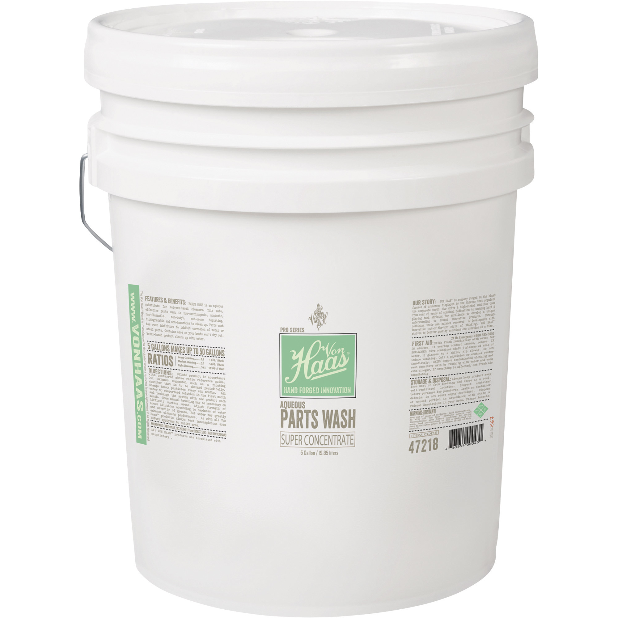 Von Haas Parts Washer Solvent - 5-Gallon, Water-Based, Non-Toxic, Non ...