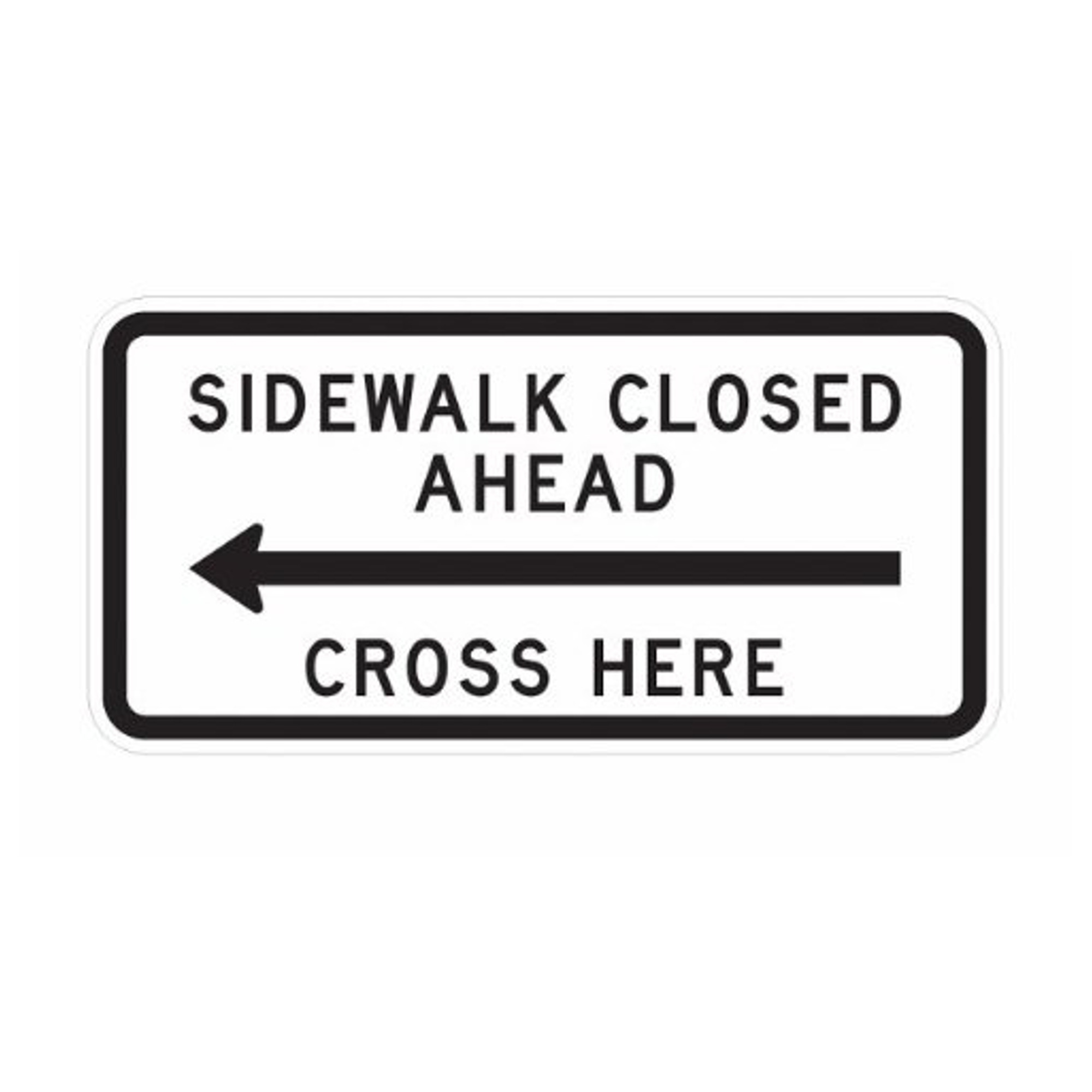 Eastern Metal, 24in.X12 Aluminum Sign, Sign Message SIDE WALK CLOSED ...