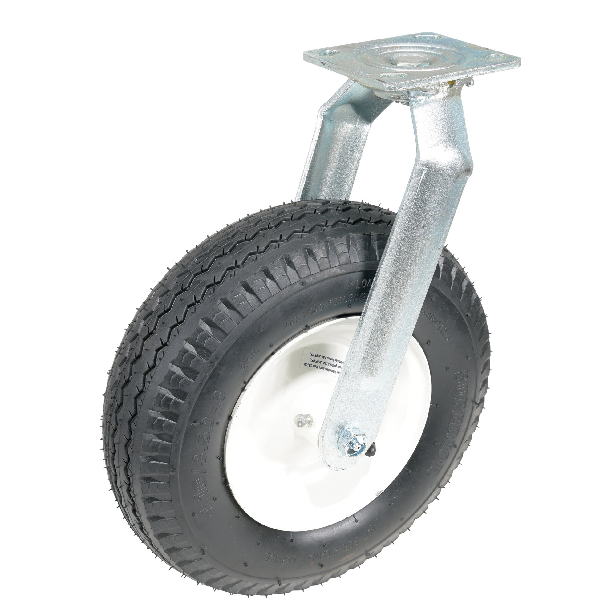 Vestil Pneumatic Swivel Caster - 12in. Wheel Diameter, Black and White ...