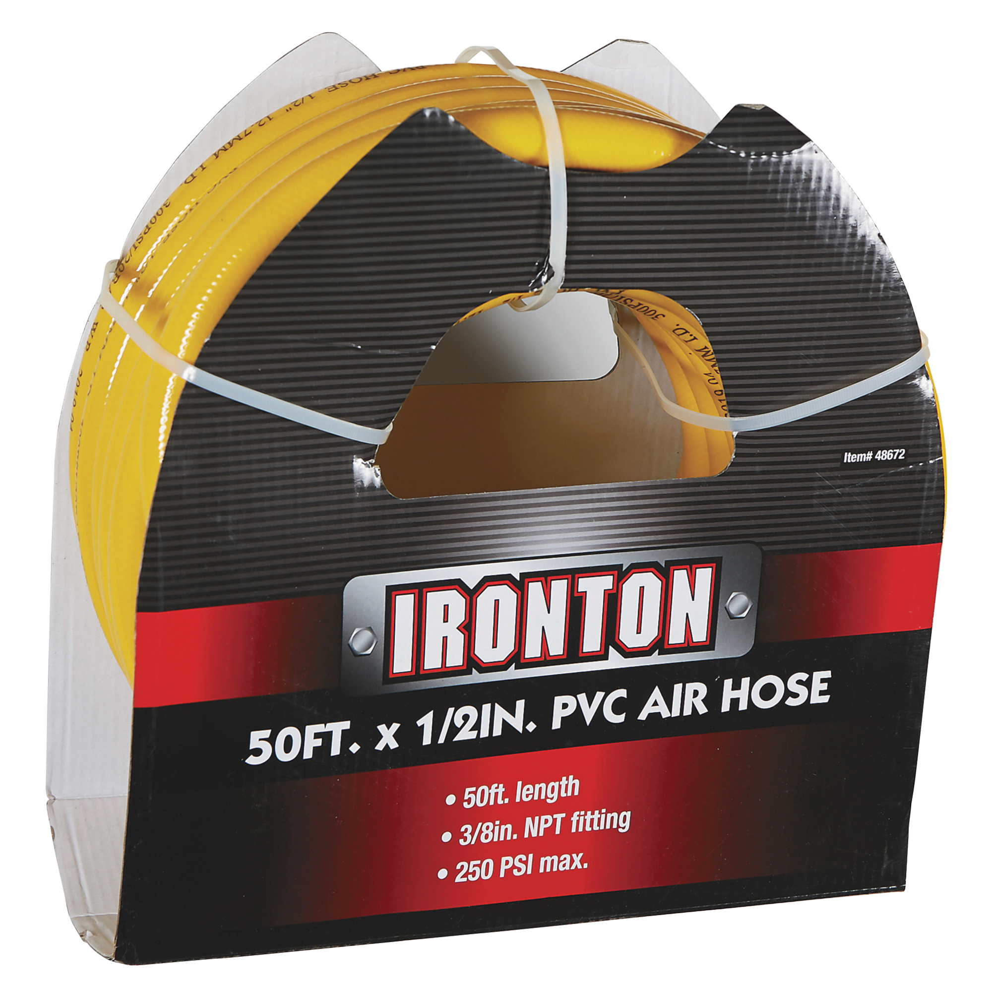 Industrial Red Rubber Hose — 3/4in. x 25ft., 1/2in. NPT Fittings, 300 ...