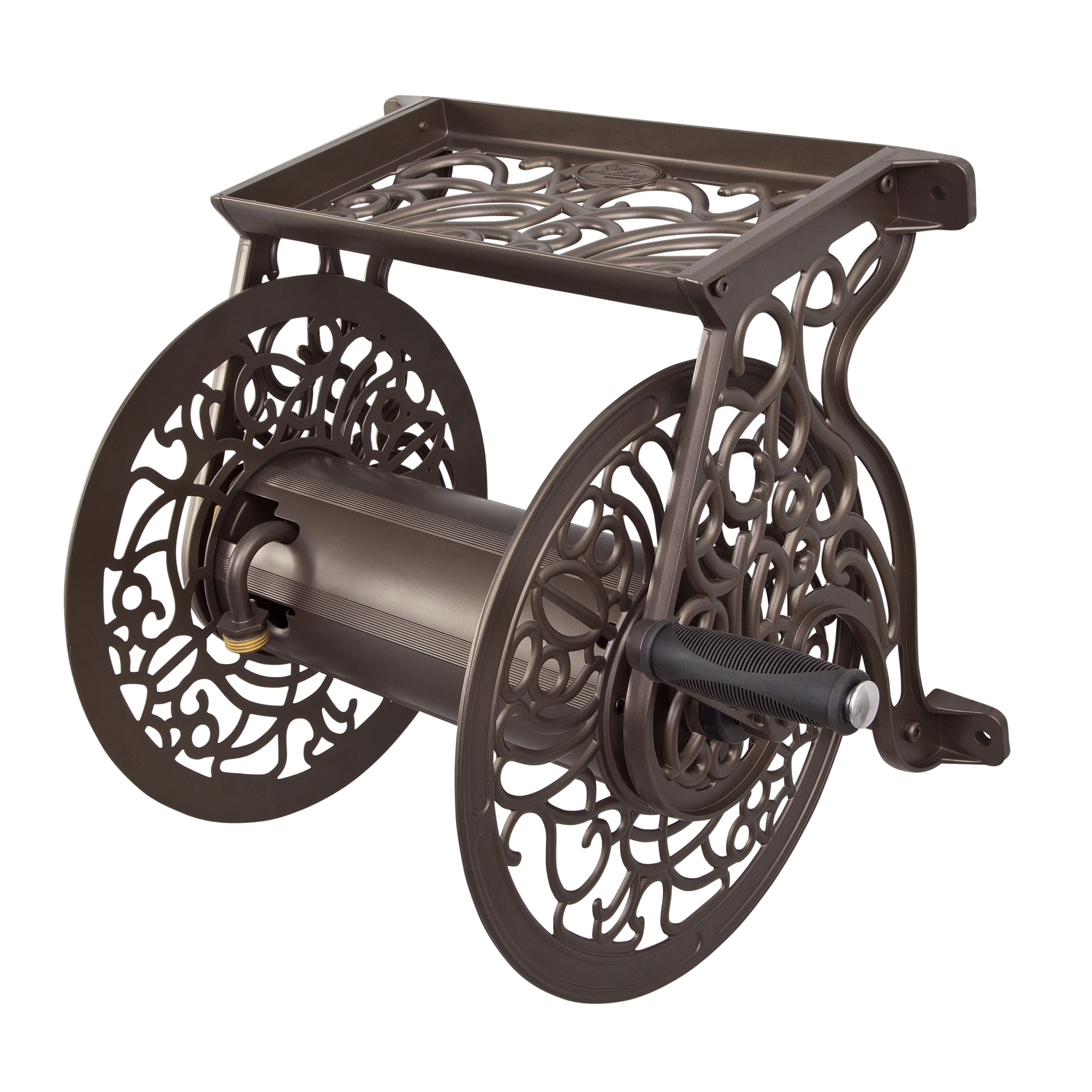 Liberty Garden Products, Wall Mounted Cast Aluminum Hose Reel, Hose ...