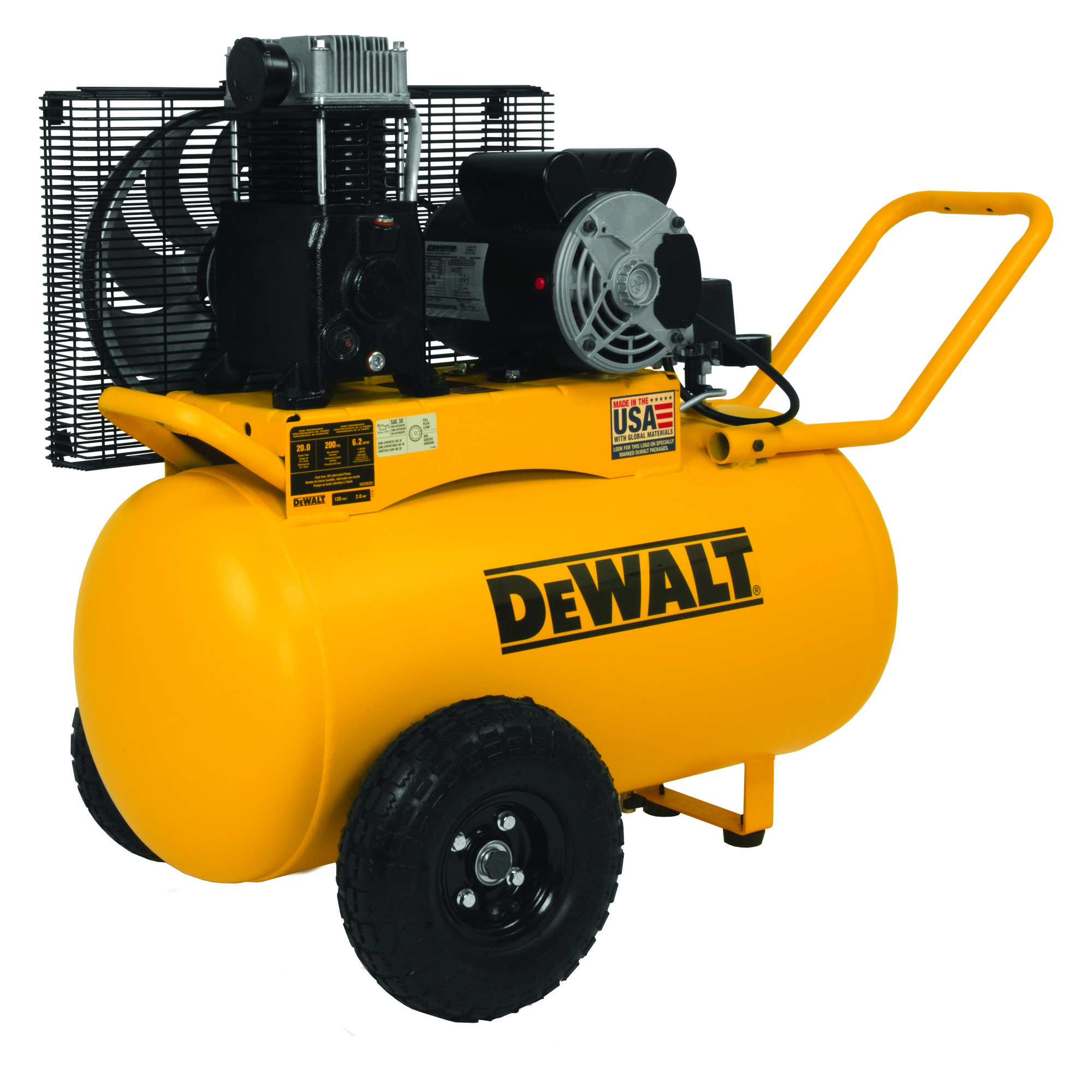 DEWALT 20 Gallon Air Compressor, Horizontal Portable 200 PSI, 2 HP ...