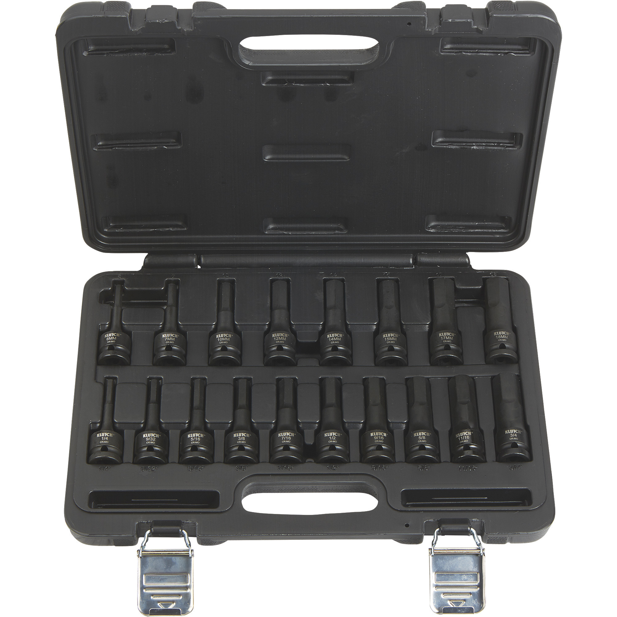 Klutch 1/2in.-Drive Impact Hex Socket Set, 18-Pc., SAE/Metric ...