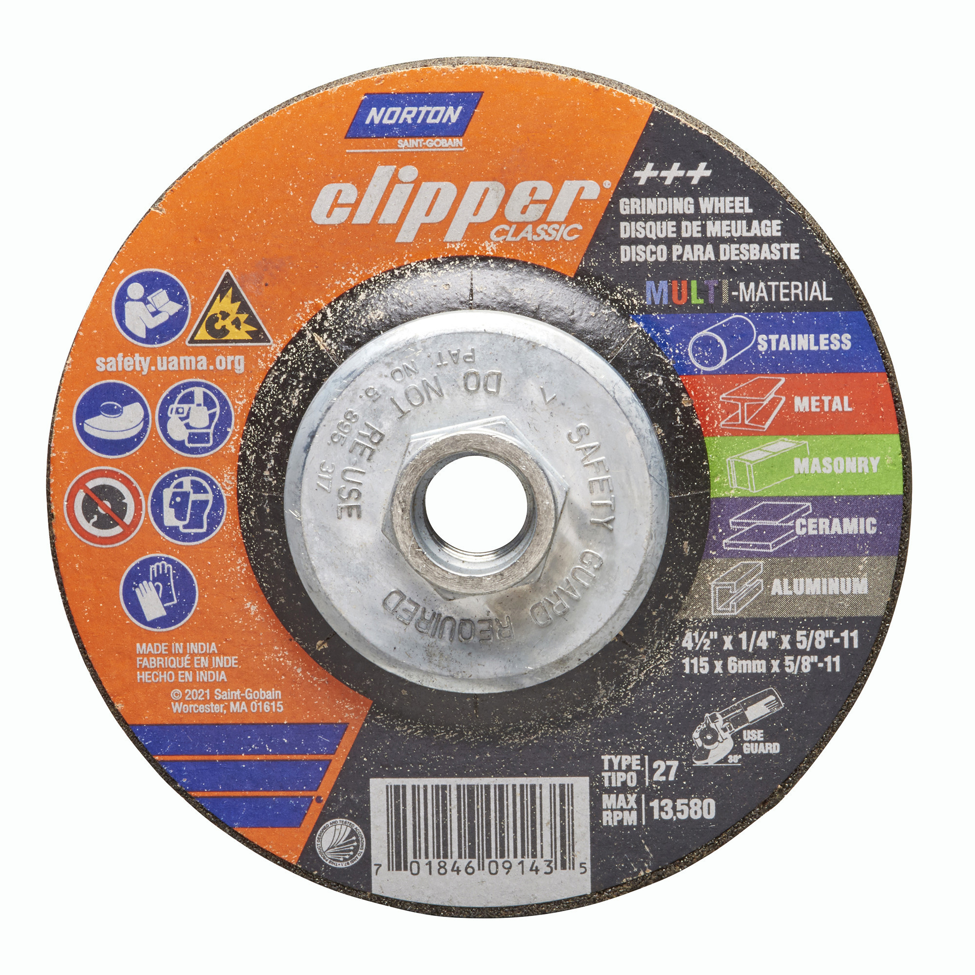 Norton Clipper Classic Multi-Material Depressed Center Grinding Wheel ...