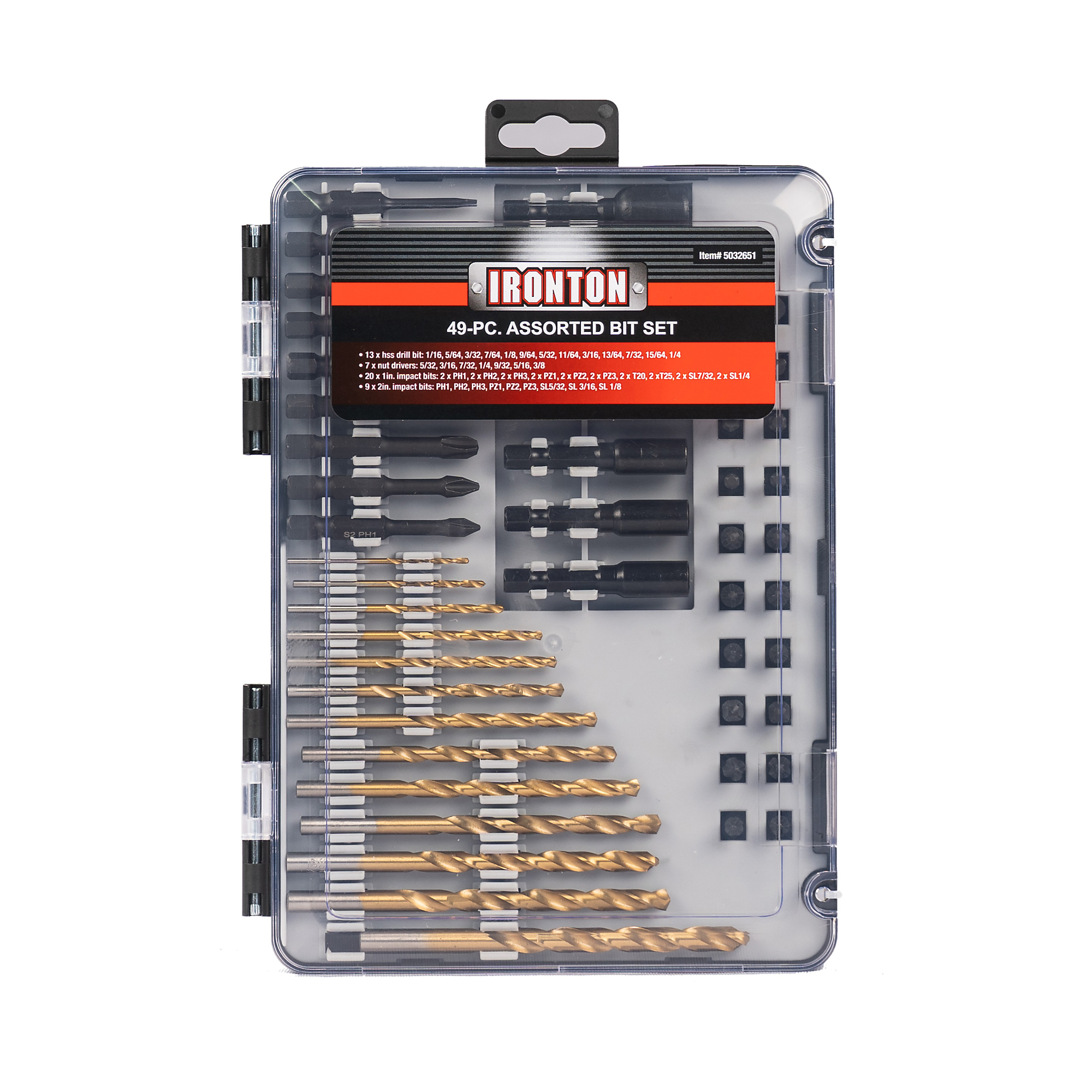 Ironton 49-Piece Drill Bit + Driver Set, SAE, Model# DF220624-14 ...