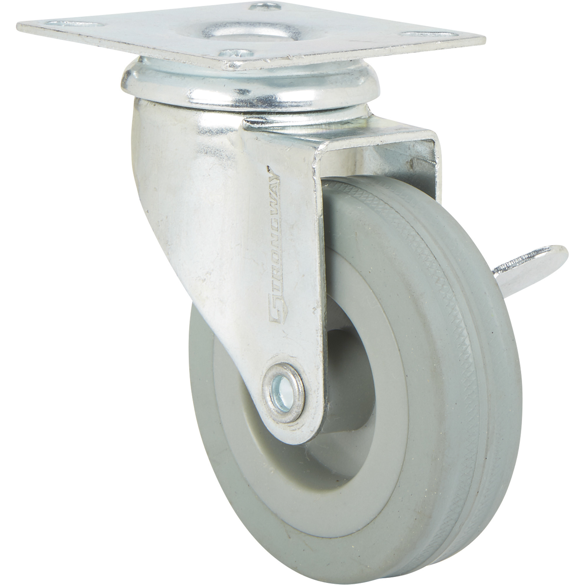 Strongway 3in. Nonmarking Rubber Swivel Caster with Brake, 155-Lb ...