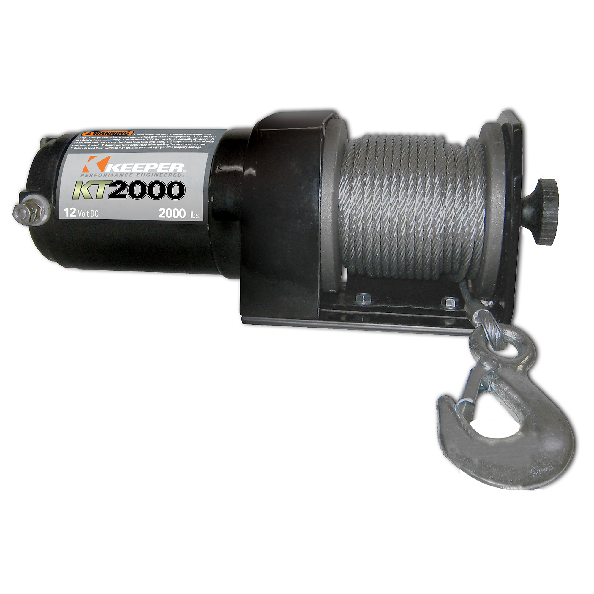 Keeper KT, DC Powered Winch, 2000lb. Capacity, Volts 12, Model# KT2000 ...