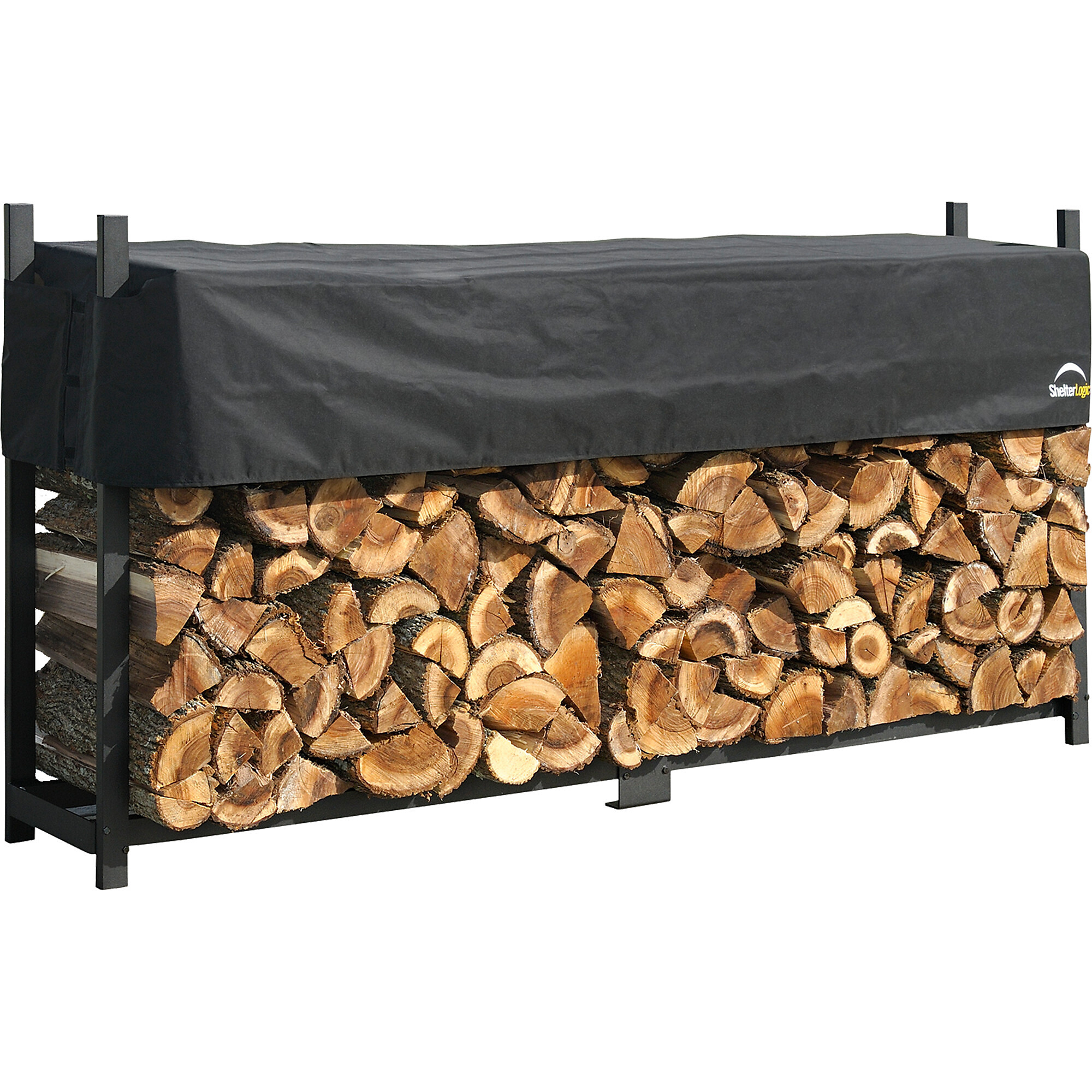 Roughneck 8ft. Firewood Rack with Cover, 2200-Lb. Capacity, Steel ...