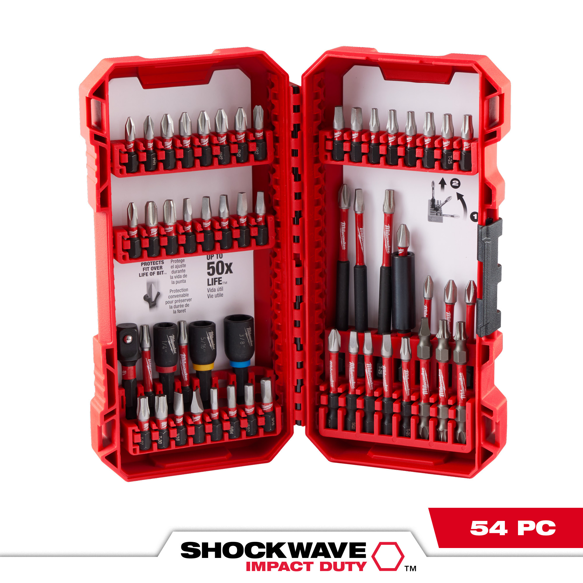 Milwaukee SHOCKWAVE Impact Duty Driver Bit Set, 54-Pc., Model# 48-32 ...