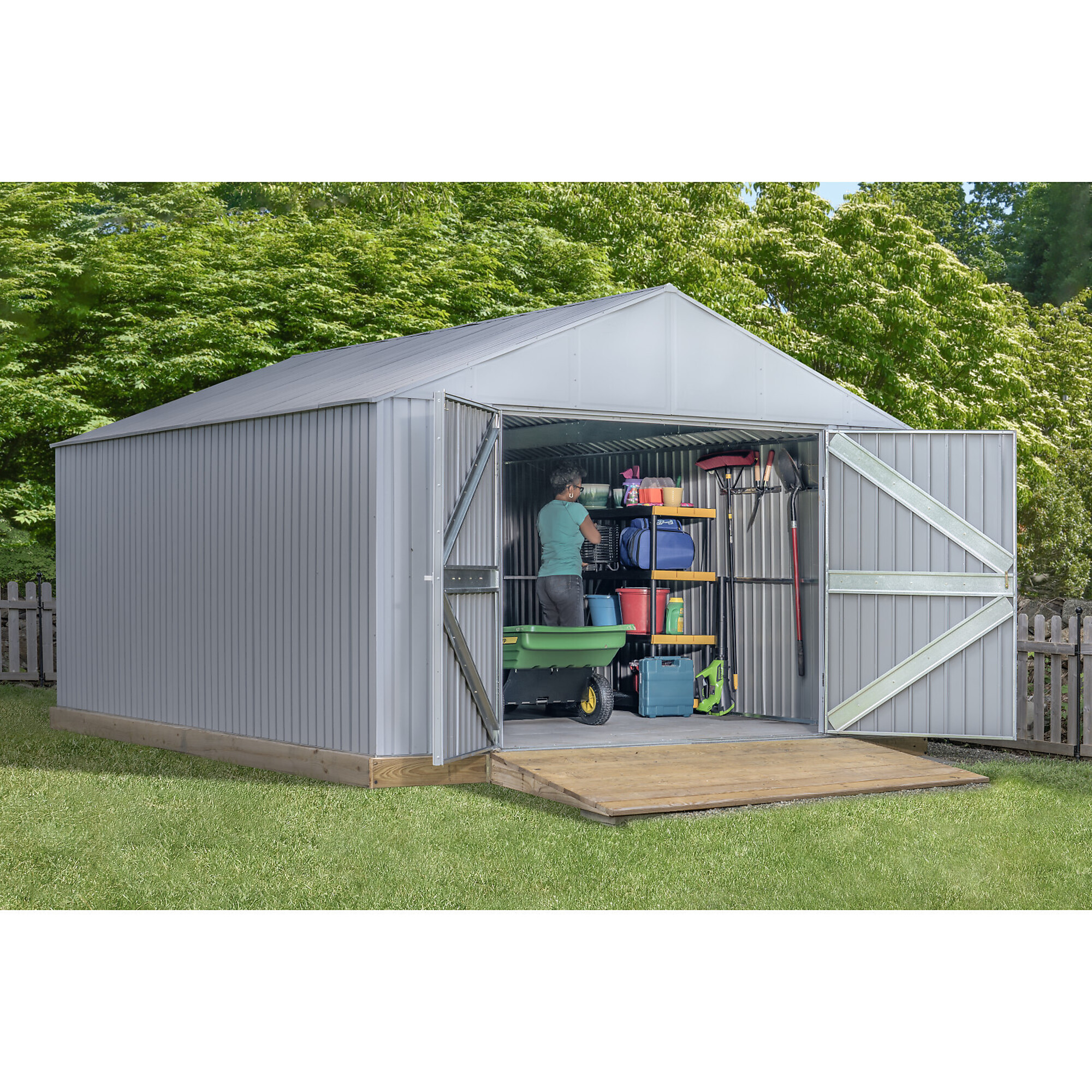 Arrow Storage Products, Elite Steel Storage Shed, 12x16, Cool Grey ...