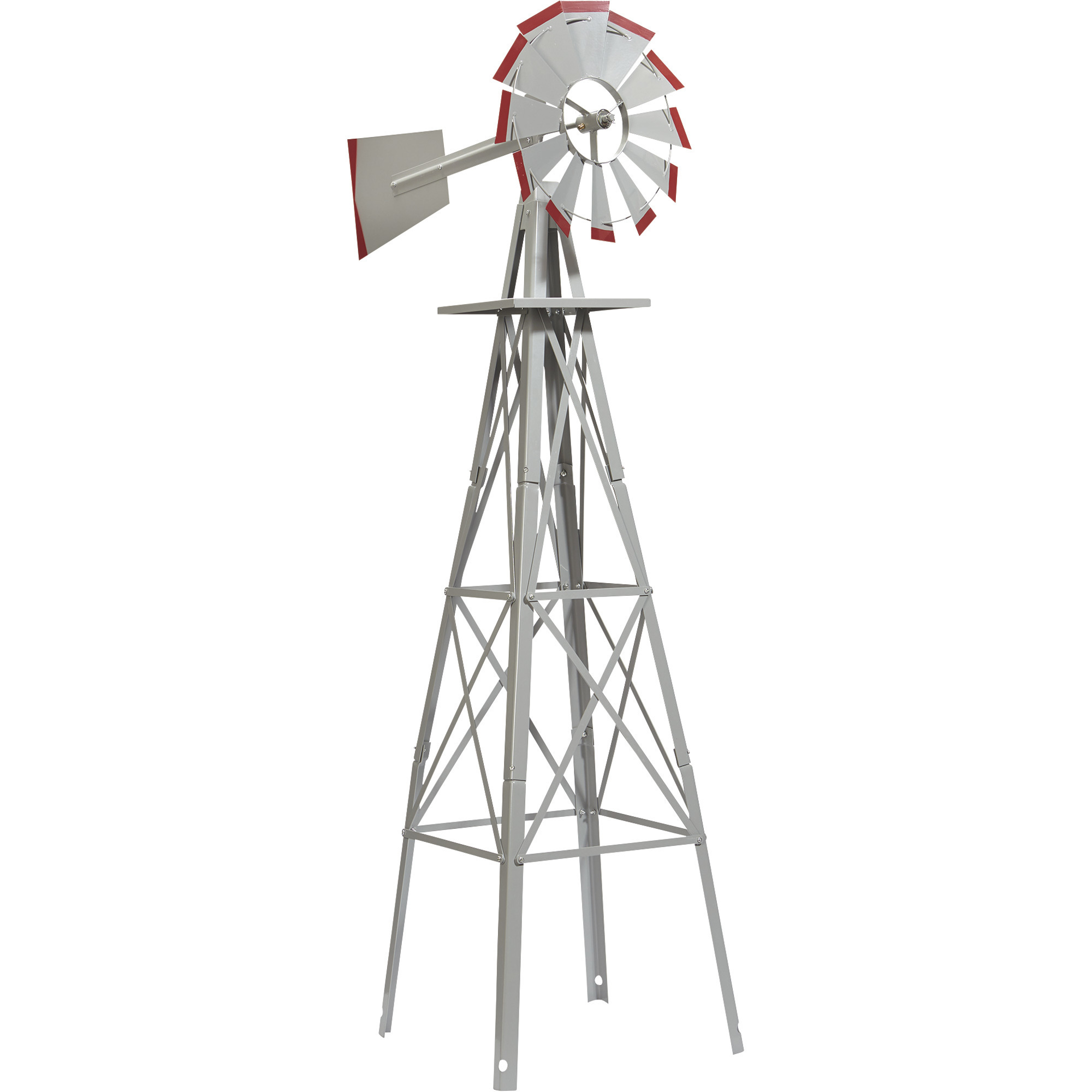 4ft. Ornamental Windmill , Galvanized with Red Tips | Northern Tool