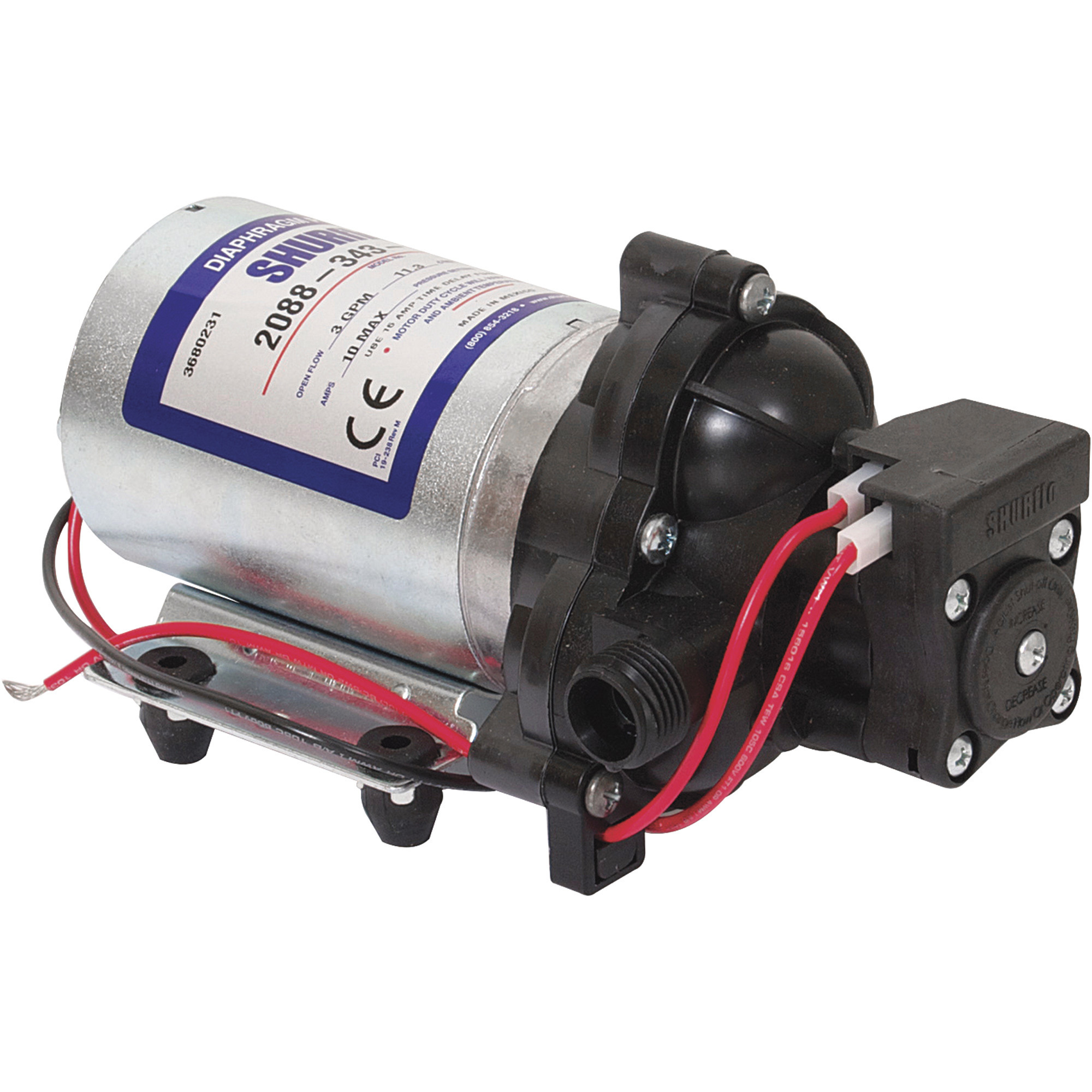 Shurflo Self-Priming Diaphragm Water Pump - 12 Volt, 180 GPH, 1/2in ...