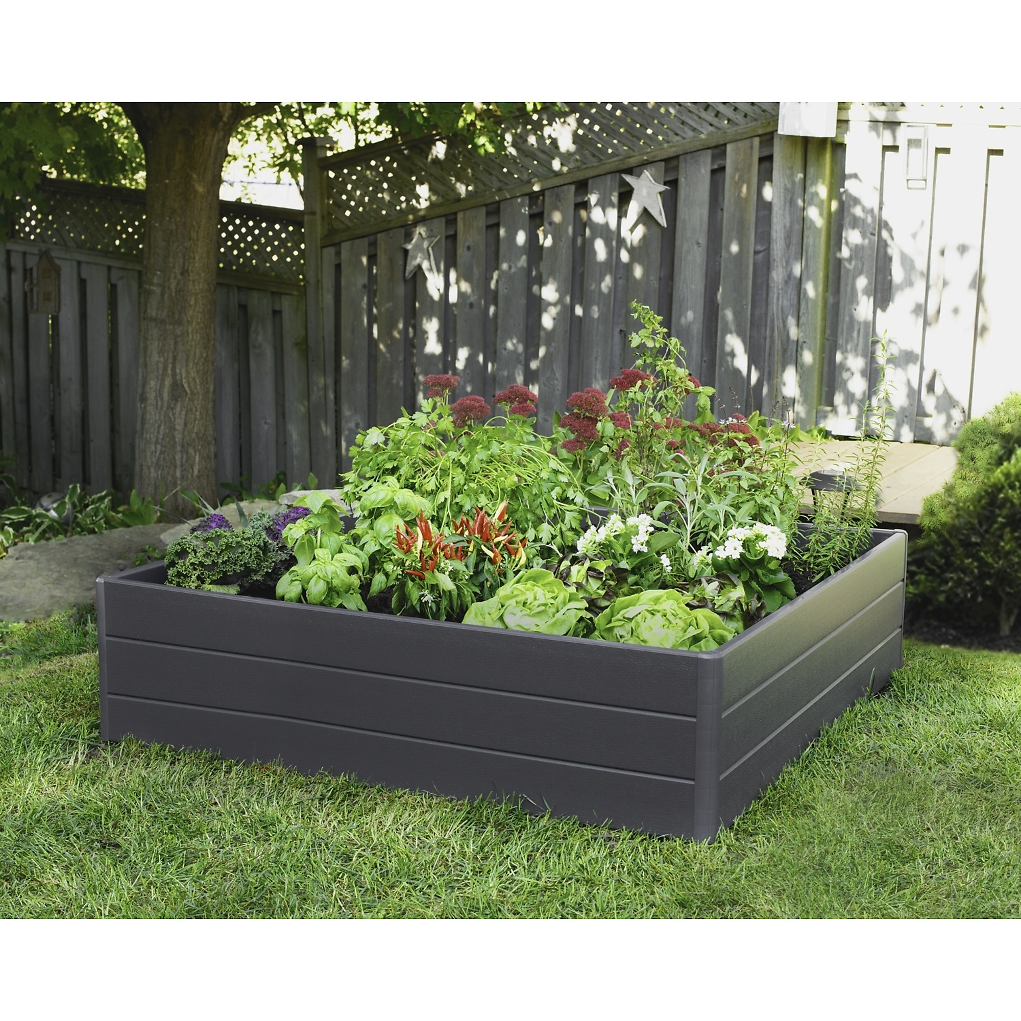 NuVue, Raised Garden Box 44.5in. L X 44.5in. W x11.5in. H Grey ...