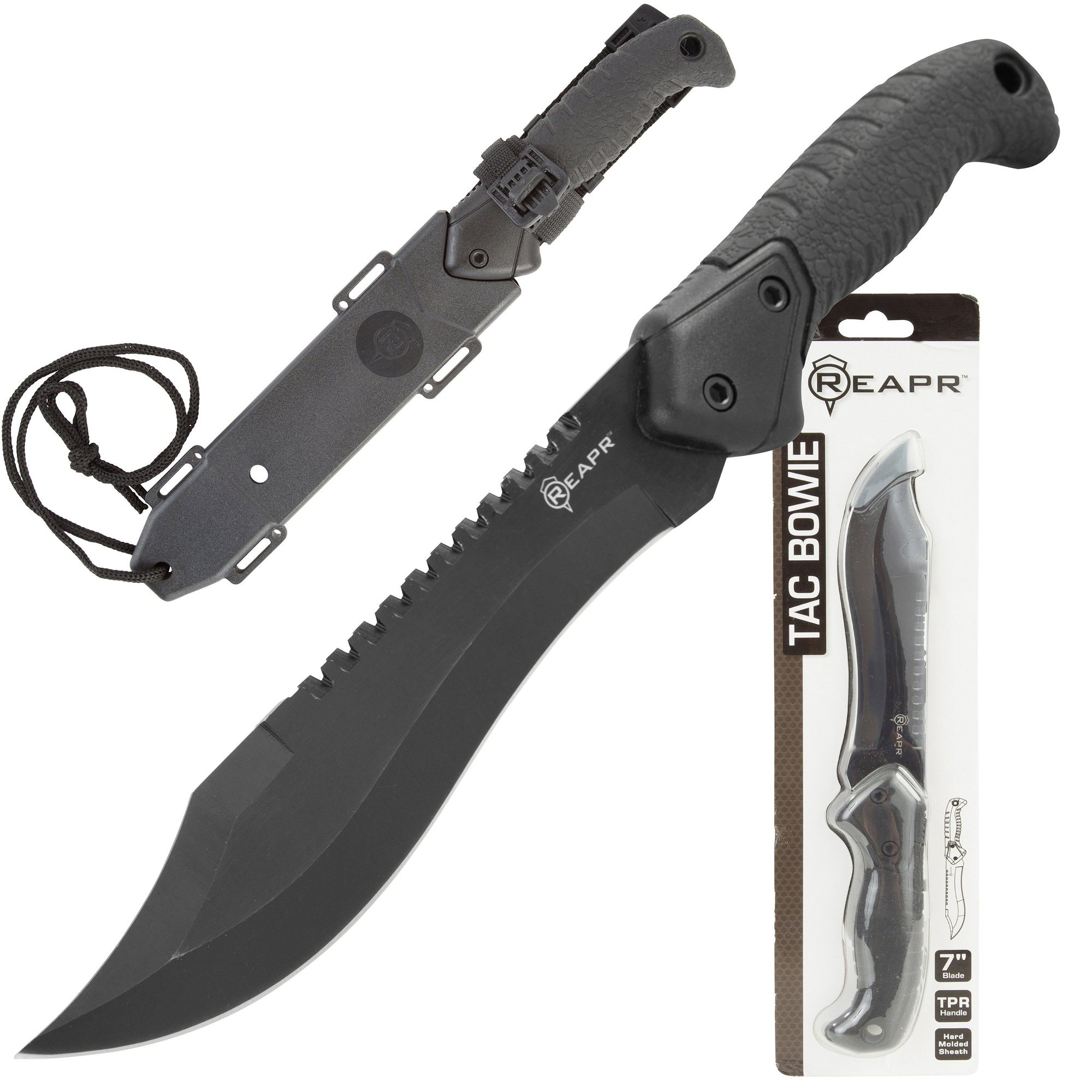 REAPR, Tac Bowie Knife, Blade Size 7 in, Handle Length 6 in, Included ...