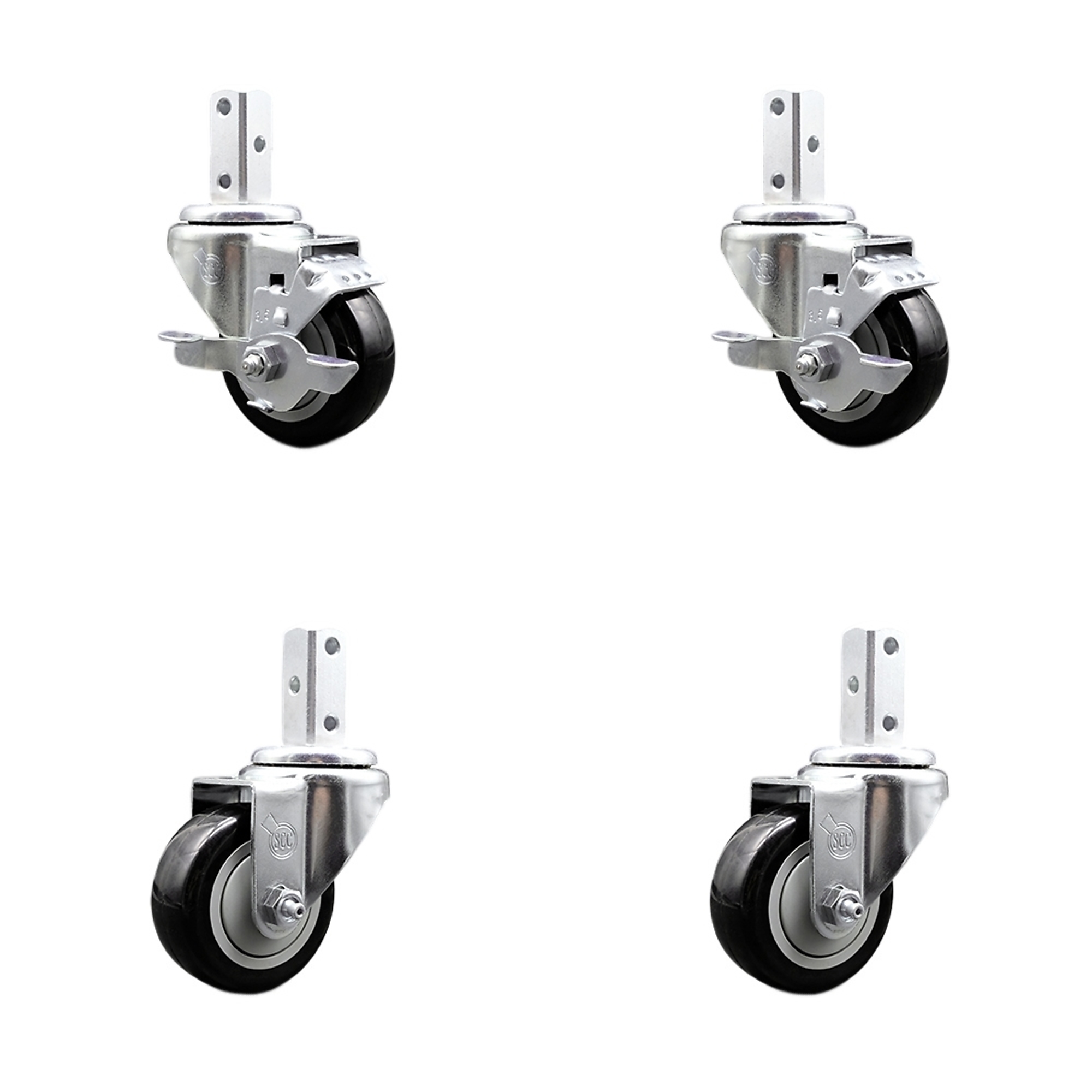 Service Caster, 3 1/2in. x 1 1/4in. Stem Casters, Wheel Diameter 3.5 in ...