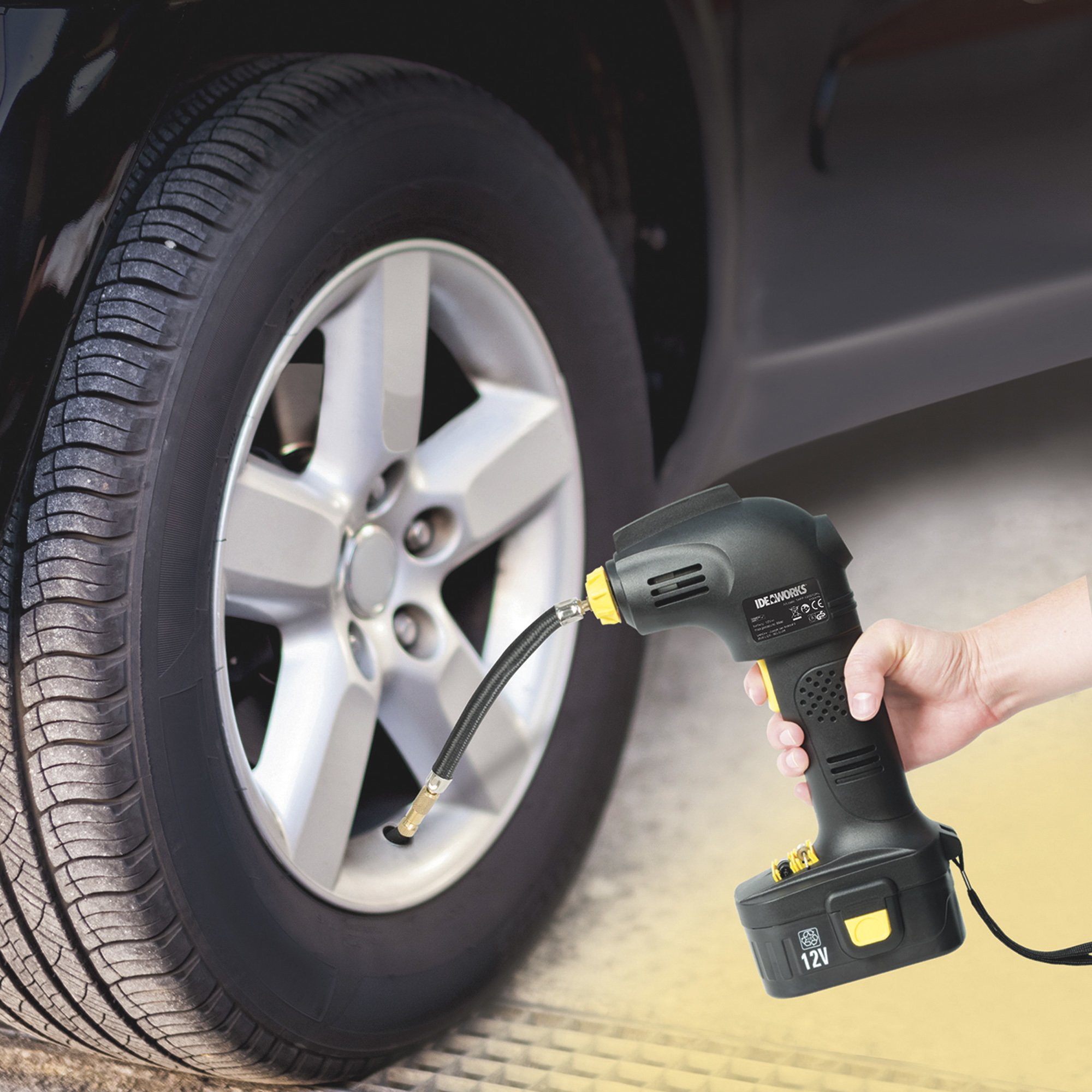 Ideaworks Cordless Tire Inflator/Air Compressor — 116 PSI, Rechargeable ...