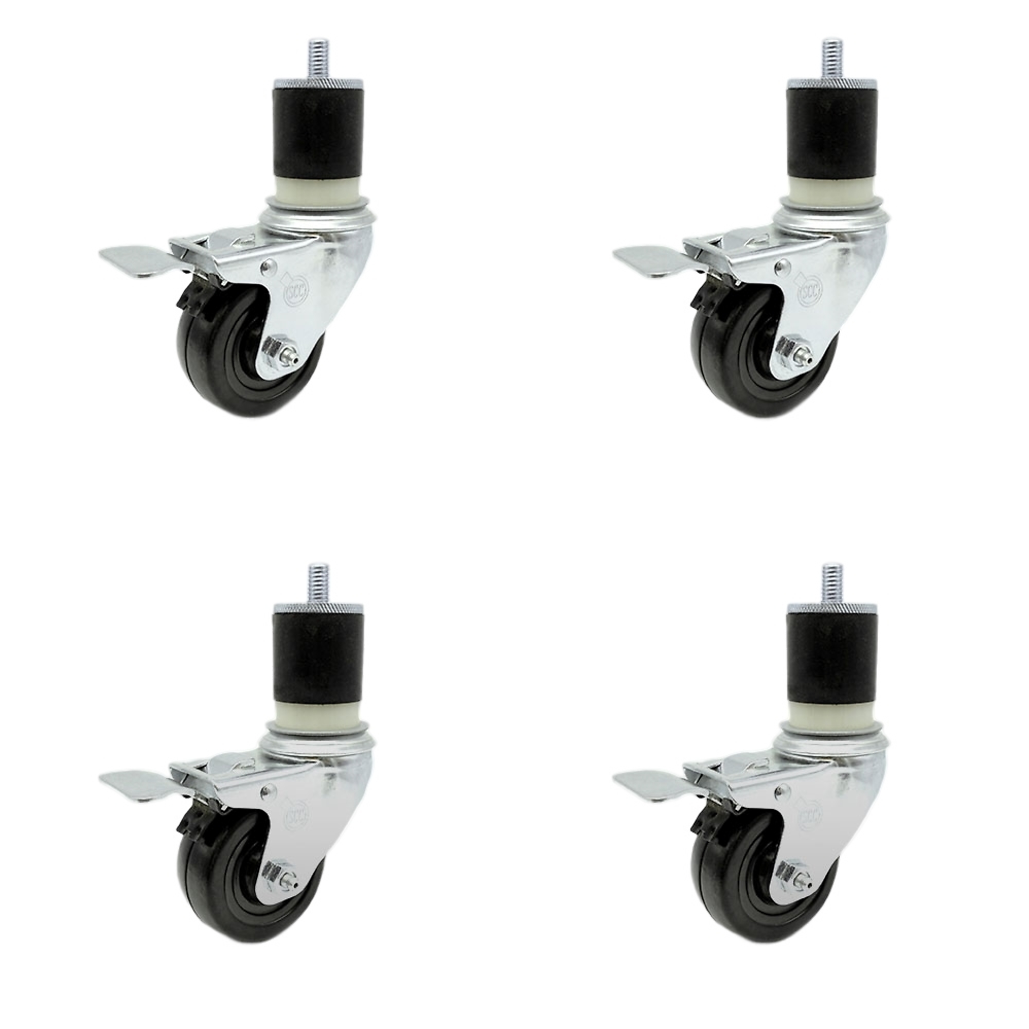 Service Caster, 3in. x 1 1/4in. Stem Casters, Wheel Diameter 3 in ...