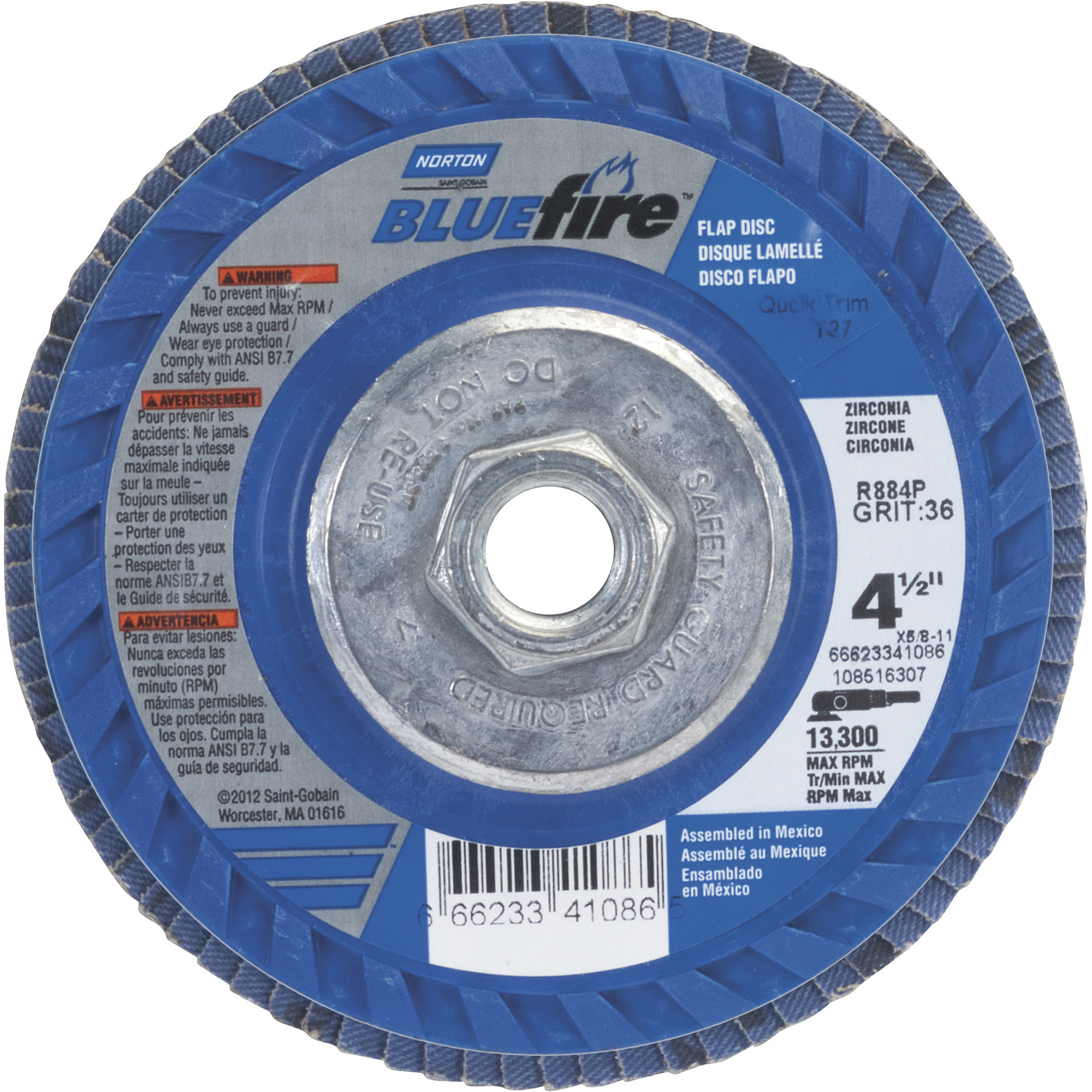 Norton Bluefire Type 27 Flap Disc, 2-Pk., 4 1/2in. x 5/8in.-11 ...