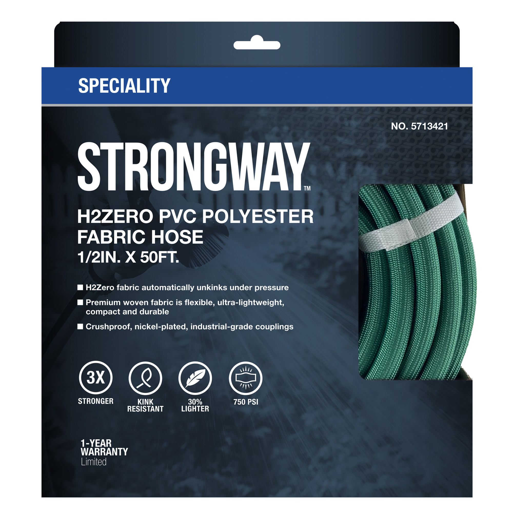 Strongway H2ZERO Flexible Fabric Garden Hose, 5/8in. Connection, 1/2in ...