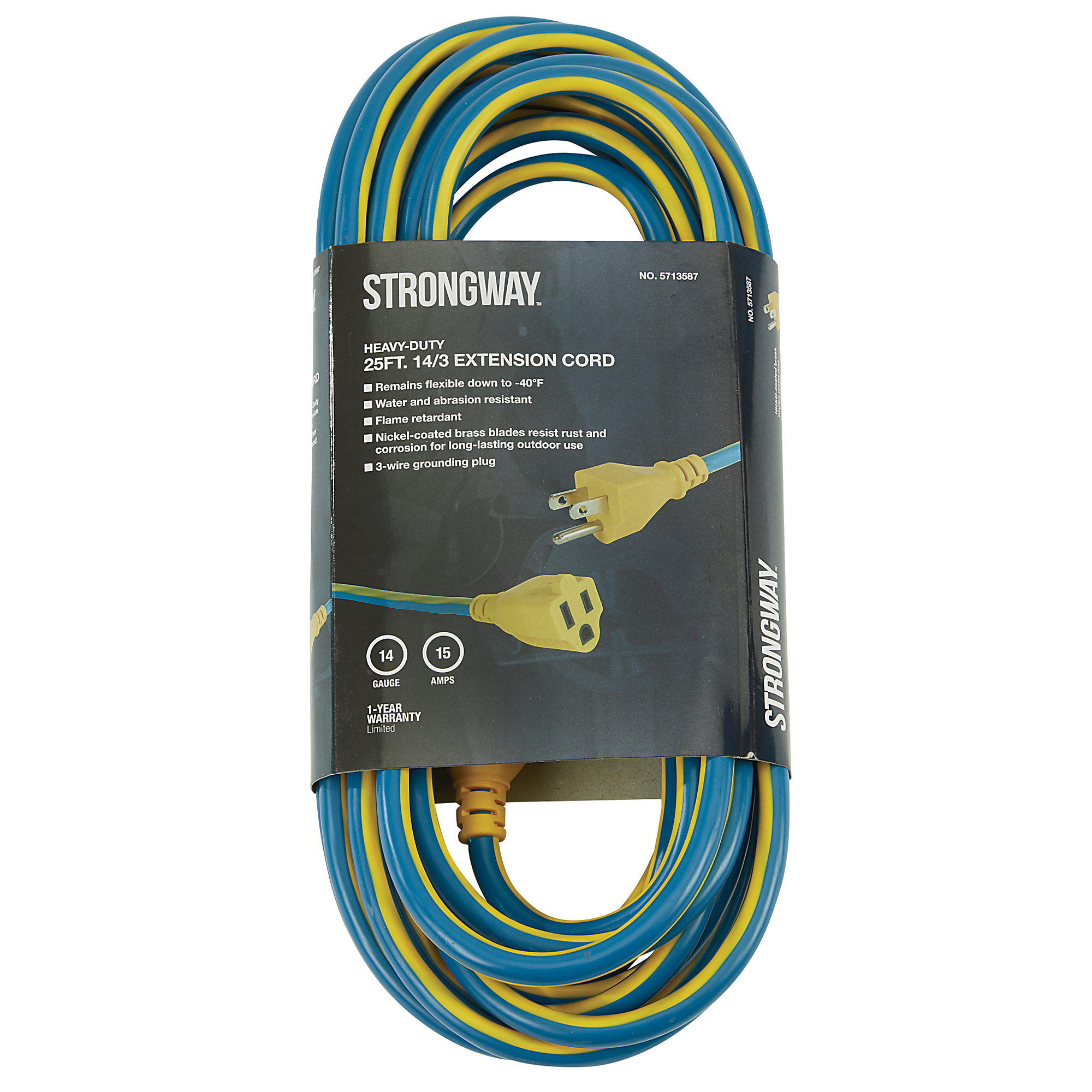 Strongway Outdoor Extension Cord, 25ft., 14/3 Ga., 15 Amps, Model# SJTW ...