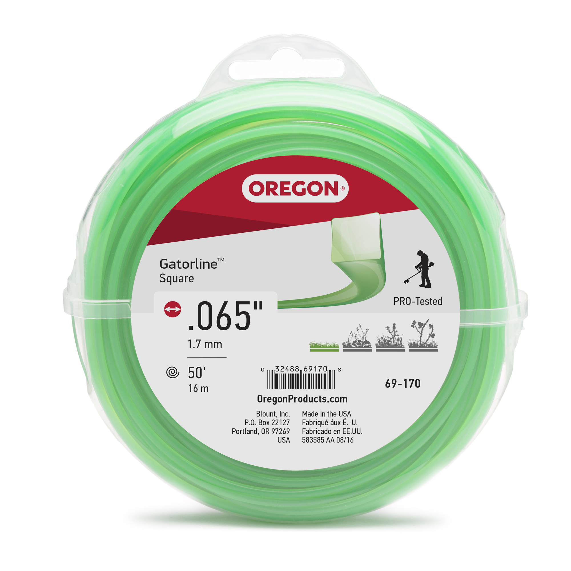 Oregon, Gatorline Trimmer Line, Line Diameter 0.065 in, Line Length 50 ...