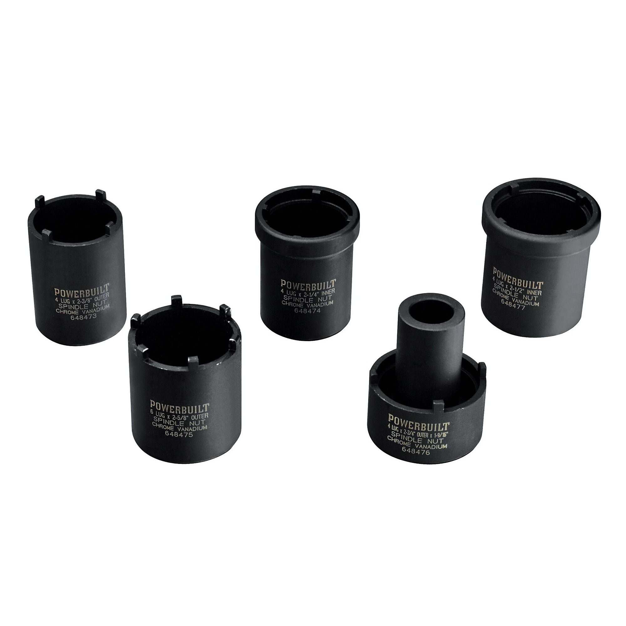 Powerbuilt, 5 Piece Master Spindle Nut Socket Set, Model# 648636 ...
