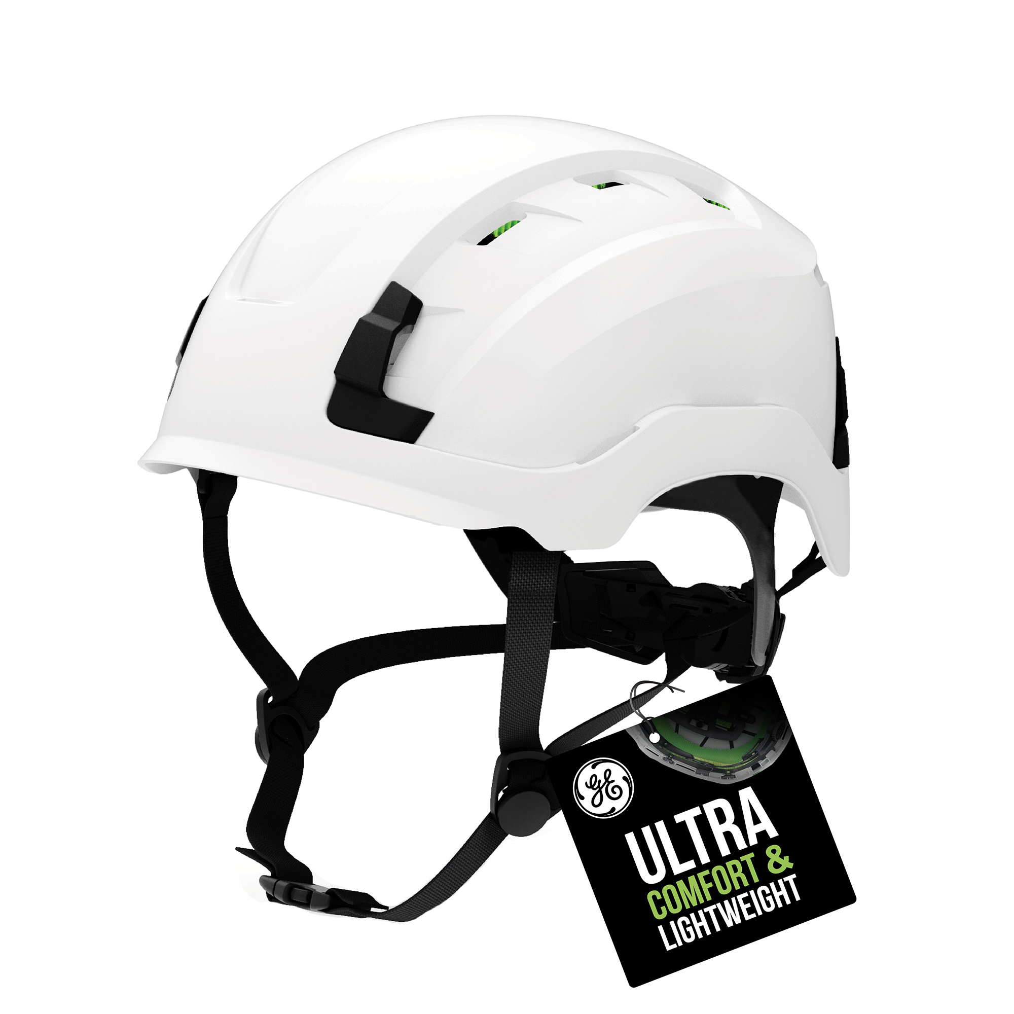 General Electric, Low-Profile White GH400 Safety Helmet Vented, Hard ...