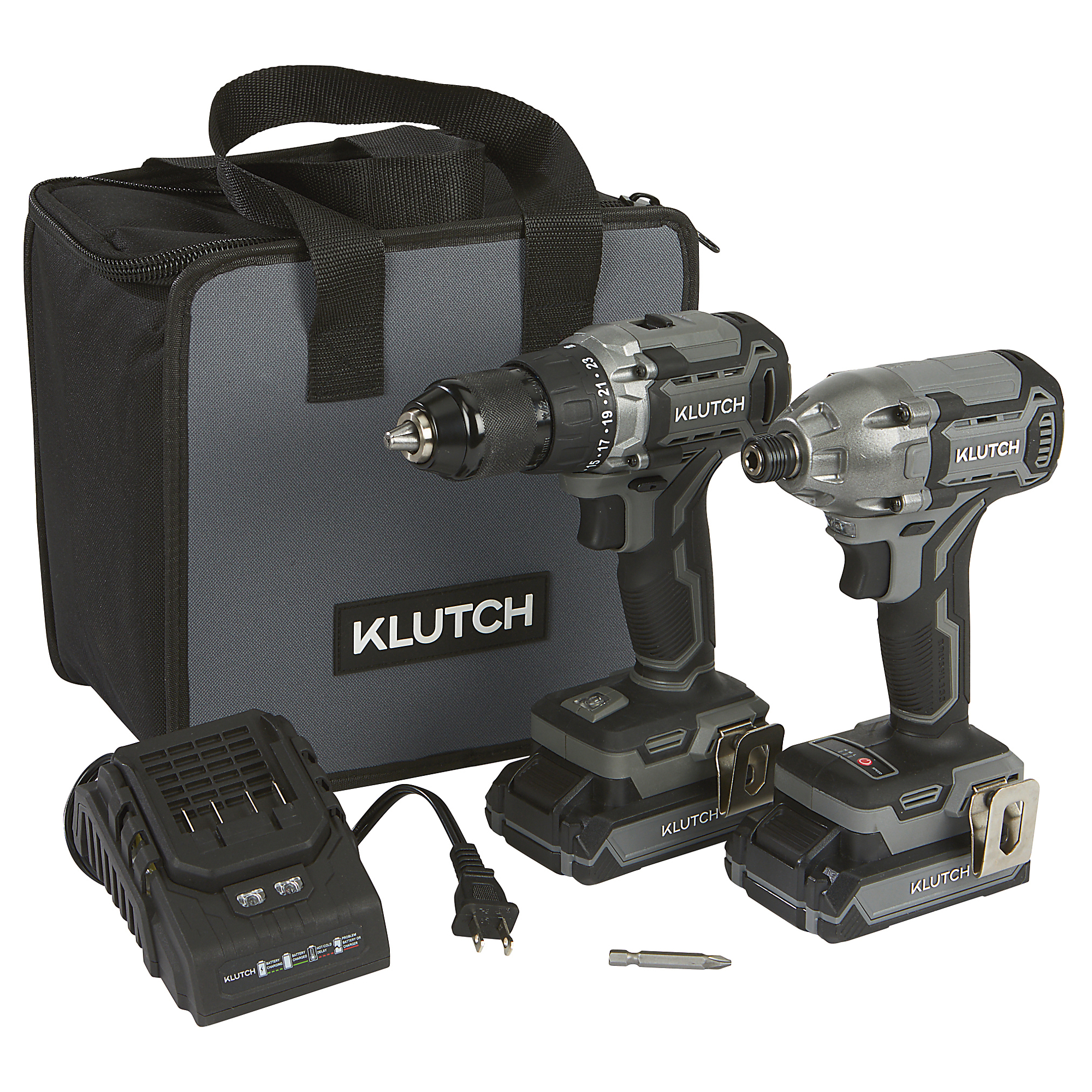 Klutch 1/2in. Drill/Driver and 1/4in. Impact Driver Kit, KLiQ 20V ...