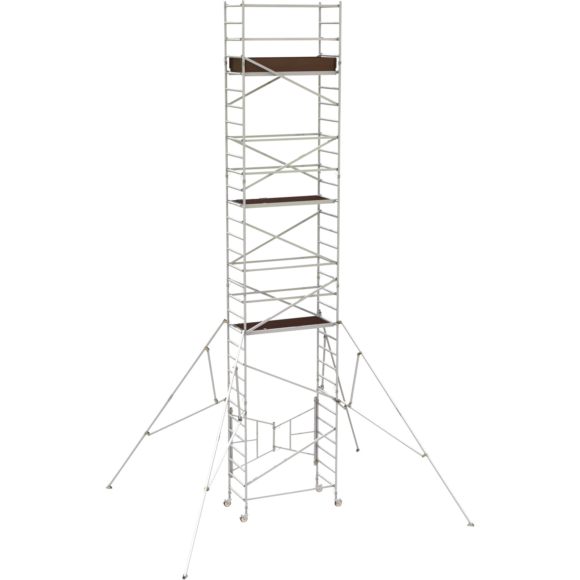 Metaltech 24ft. Easy-Set Aluminum Scaffold Tower with Guardrail and ...