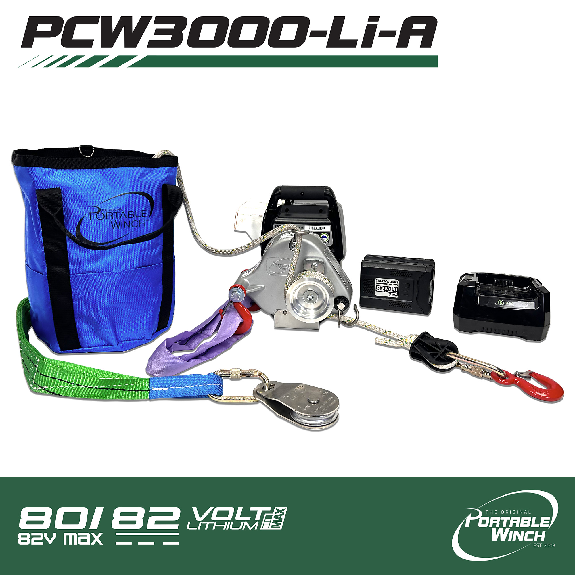 Portable Winch, Battery Pulling Winch Accessories - 80/82 V, Capacity ...