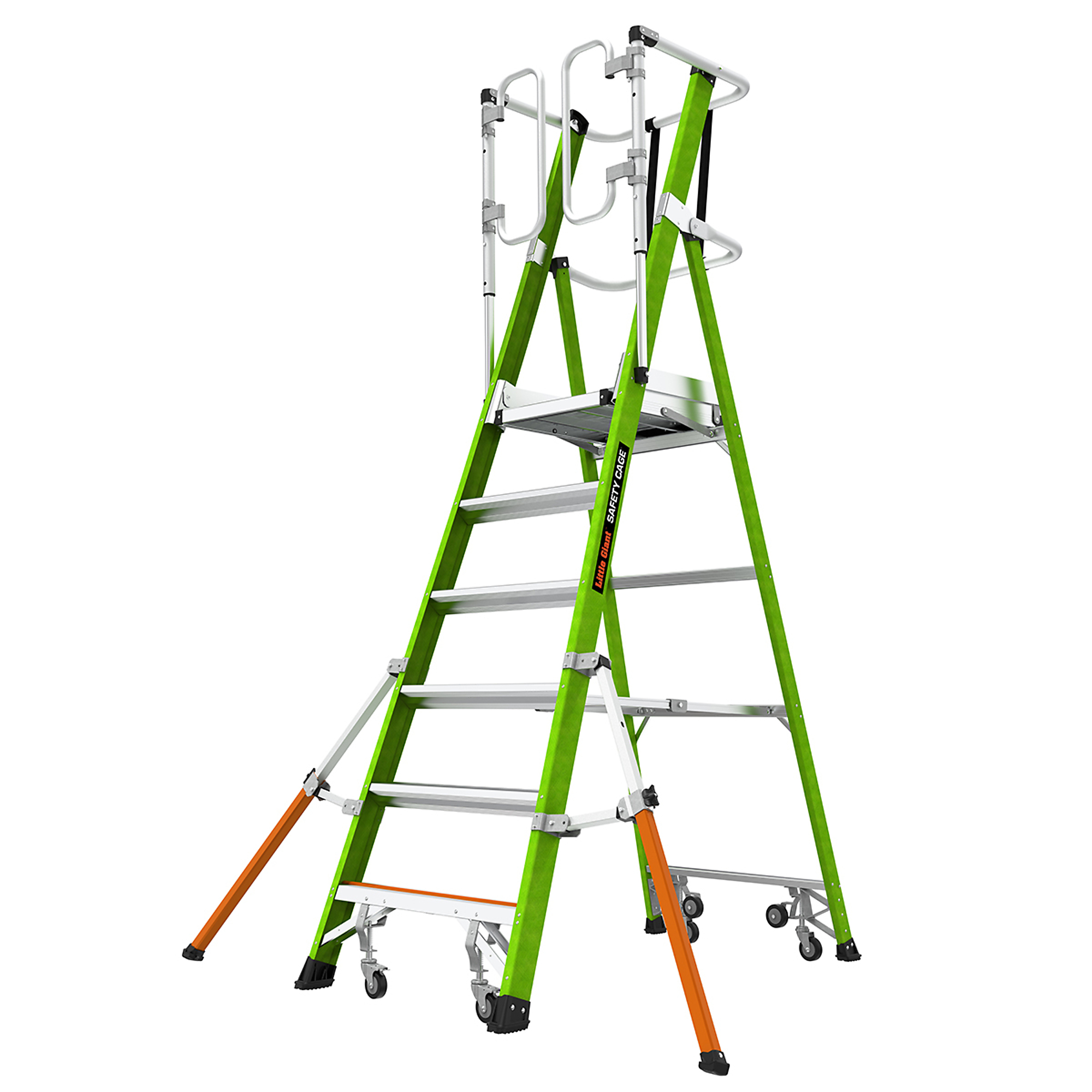 Little Giant Safety Cage Platform Ladder - 6ft., Fiberglass, 375-Lb ...