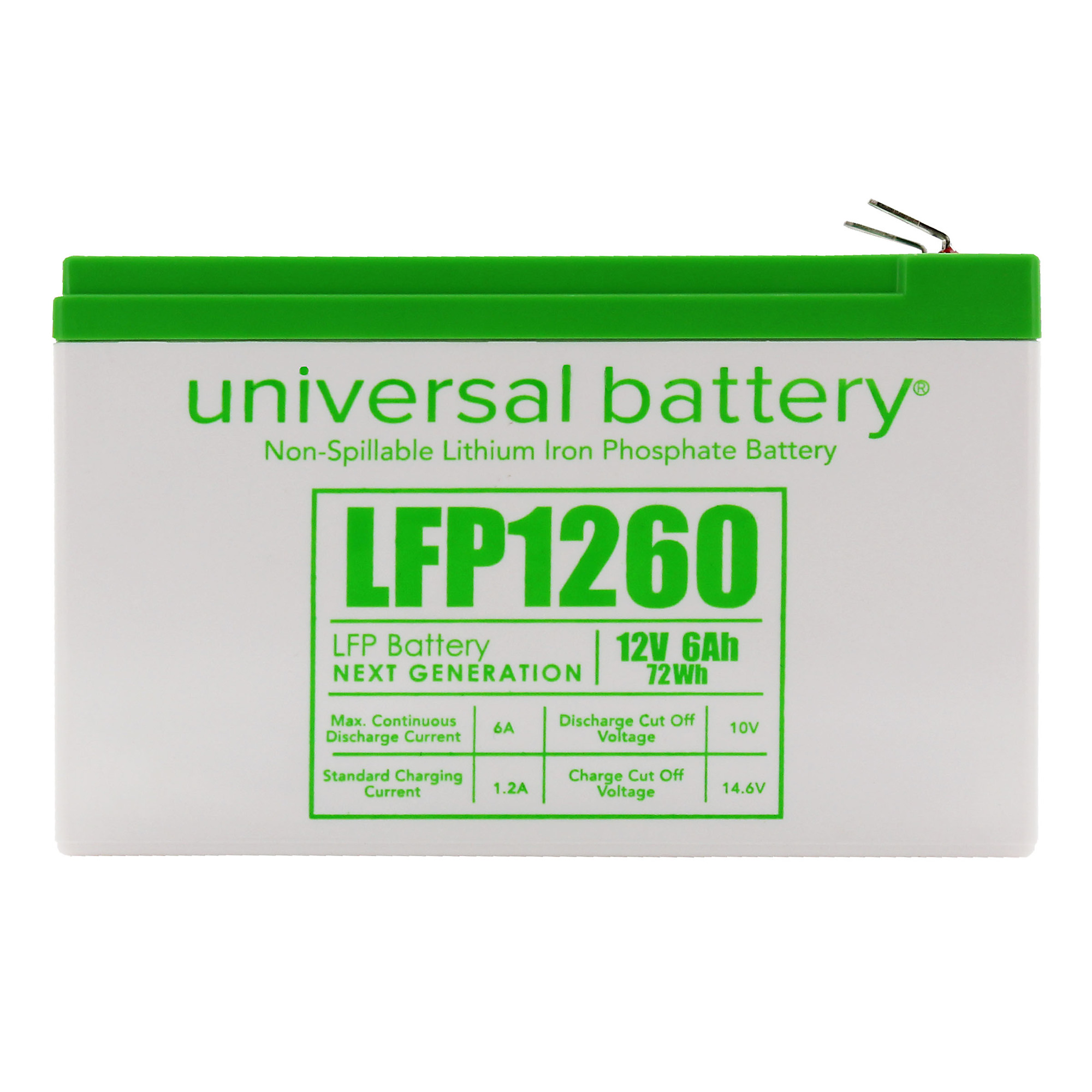 UPG, 12.8V 6Ah in 7Ah Case F2 LFP Battery, Volts 12 Amp Hours 6 Model ...