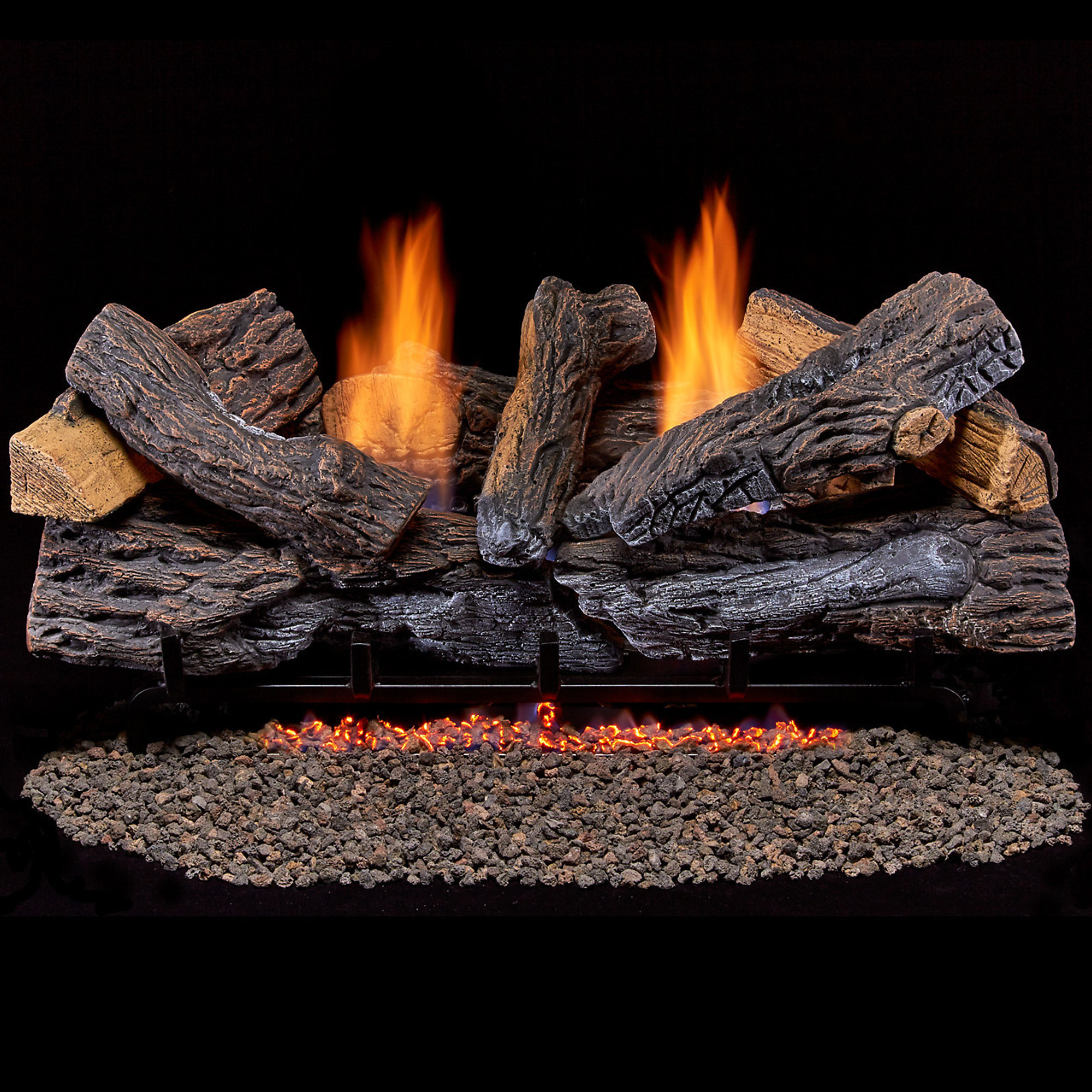 Bluegrass Living, Ventless Gas Log Set - 30in. Stacked Red Oak 33 Heat ...