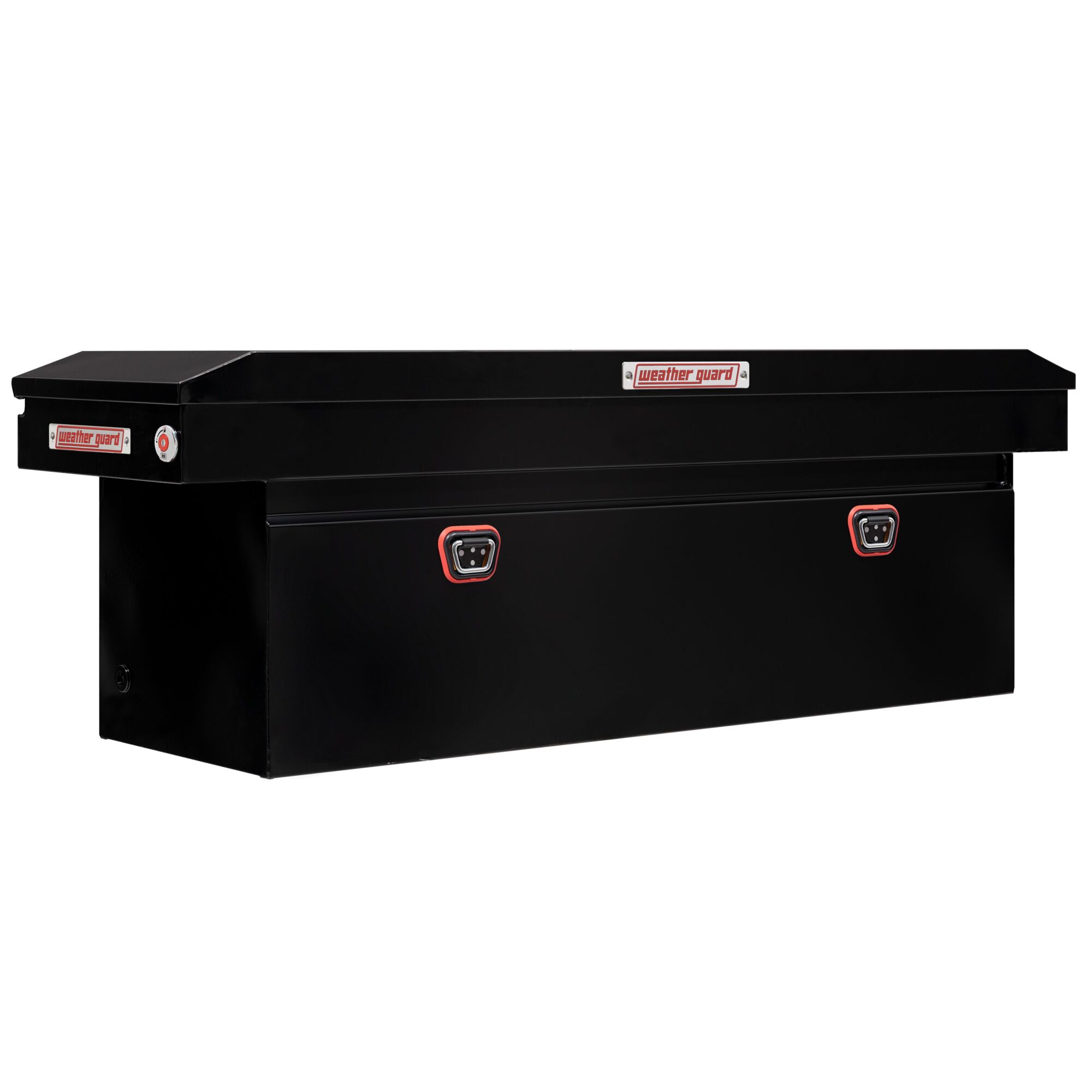 Weather Guard, 71in. Saddle Box, Steel, Full Deep, Gloss Black, Width ...