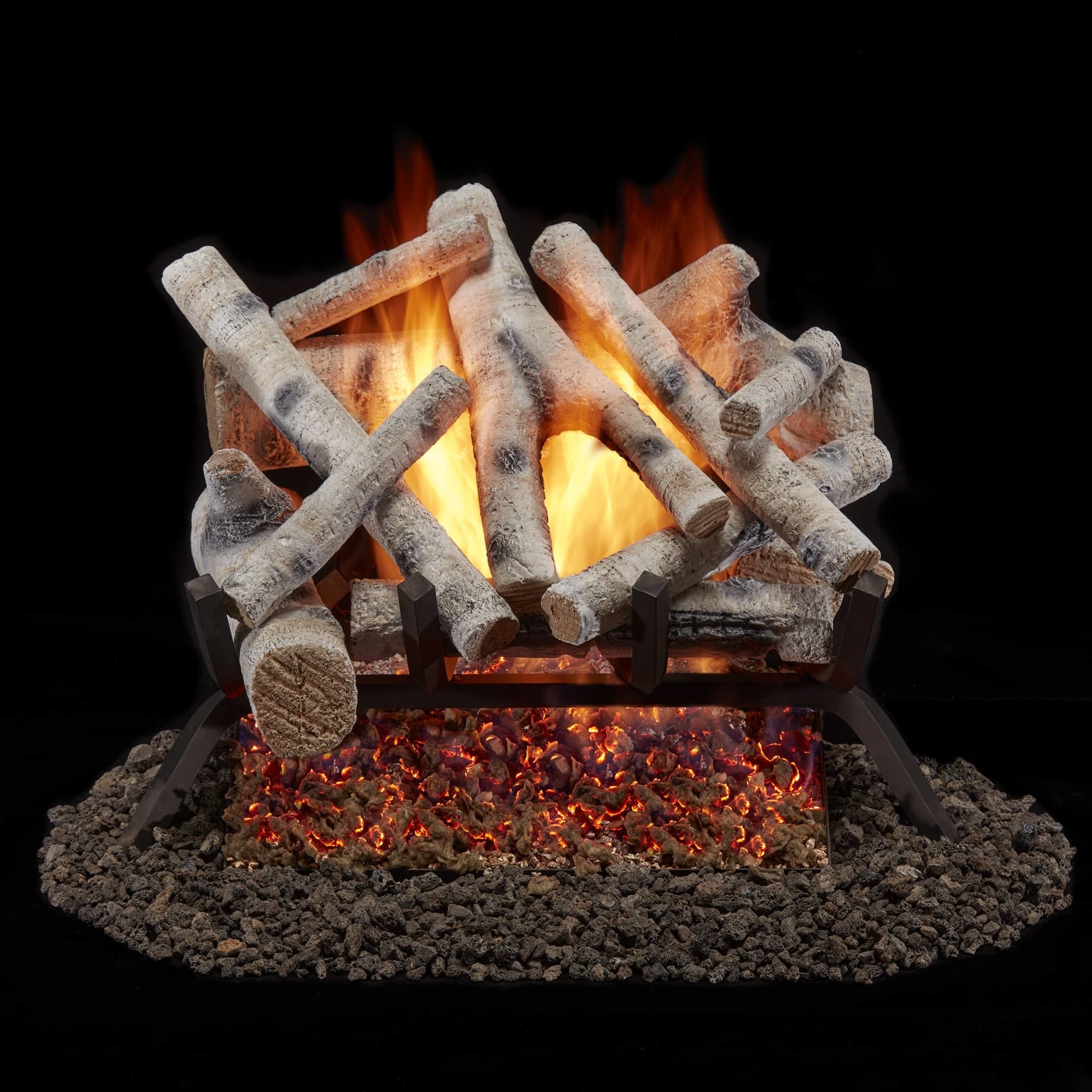 Bluegrass Living, Vented NG Gas Fireplace Log Set - 18in. Birch Wo ...