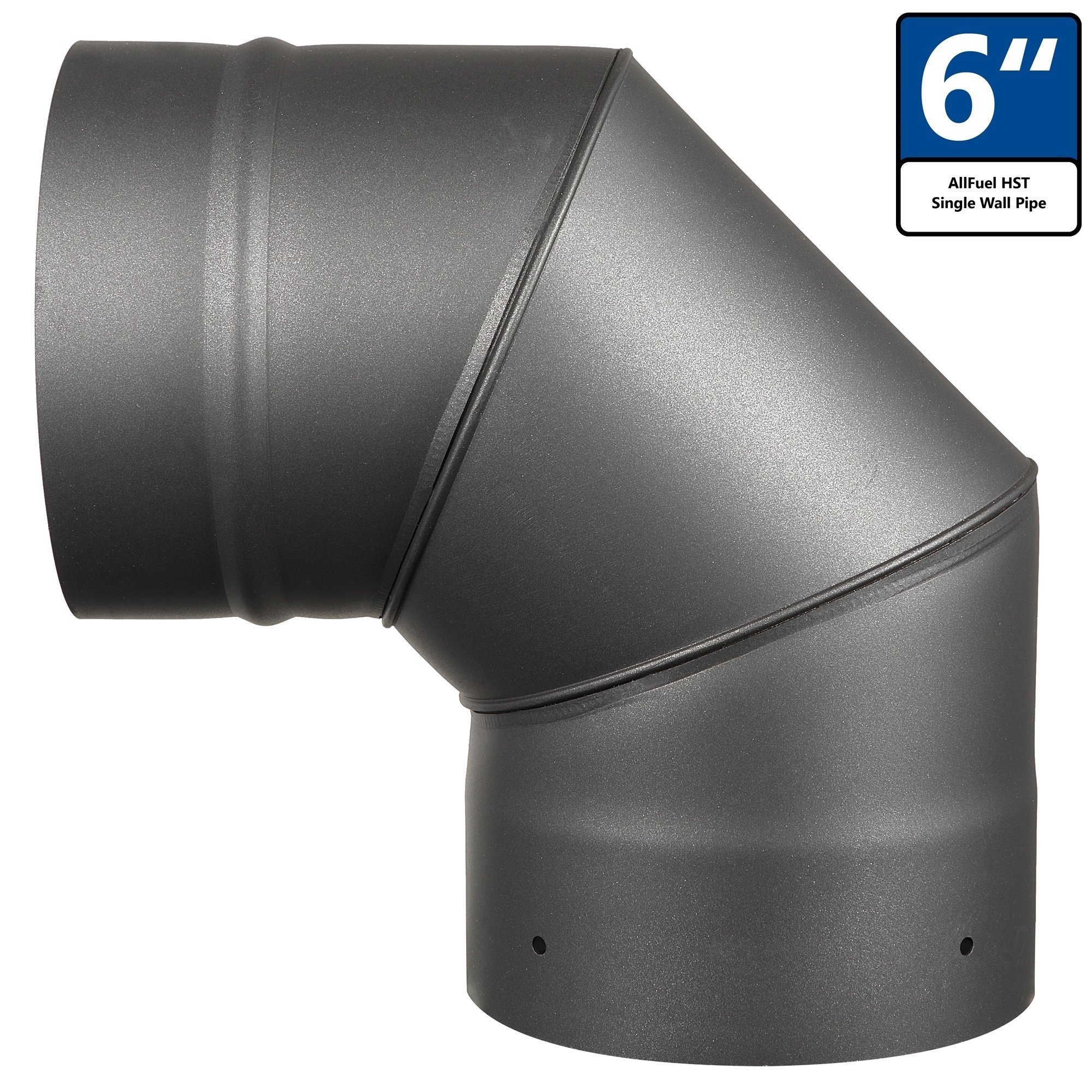 AllFuel HST, 6in. Single Wall 90 Degree Elbow Black Stove Pipe ...