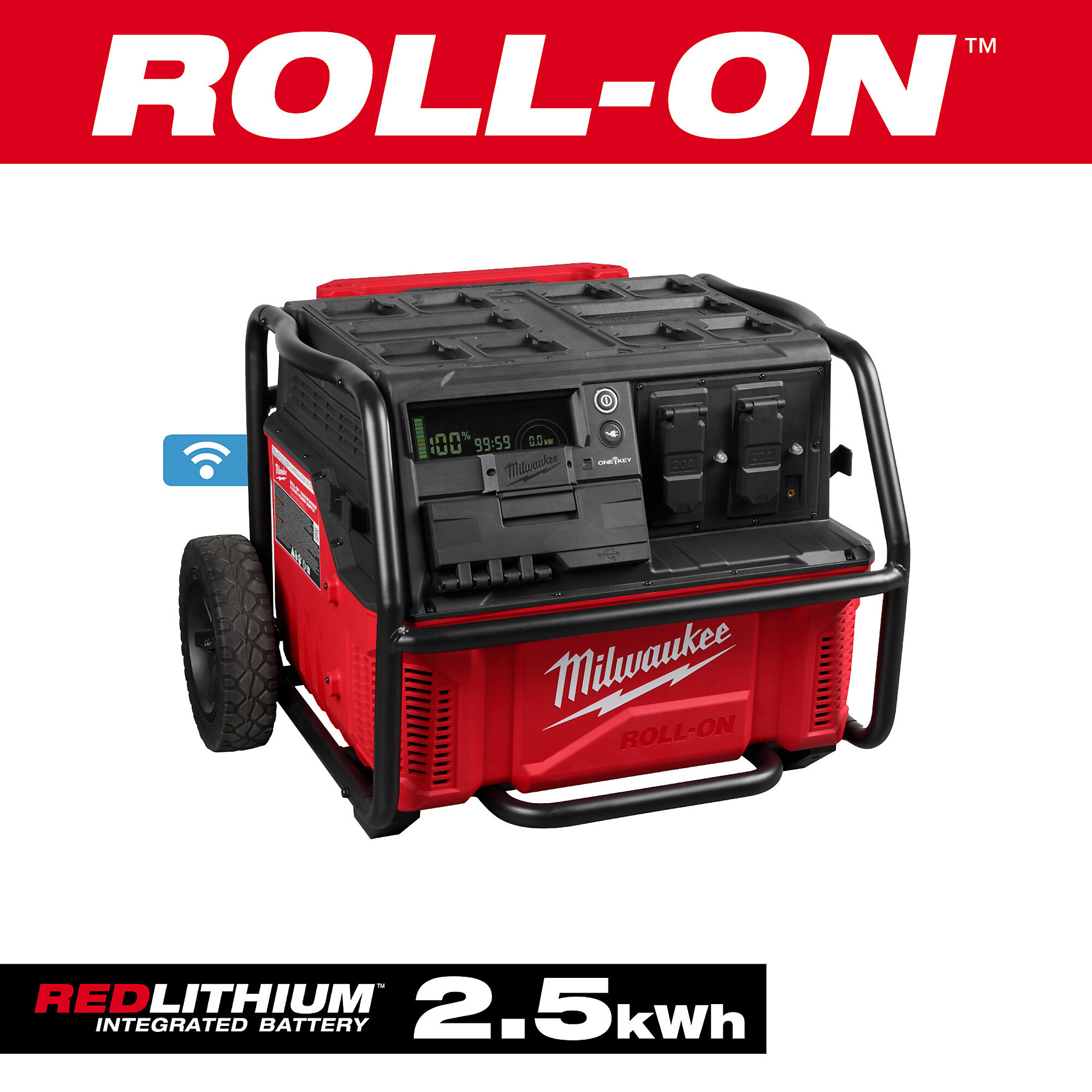 Milwaukee, ROLL-ON 3600-Watt Output/7200-Watt Peak 2.5kWh Generator ...