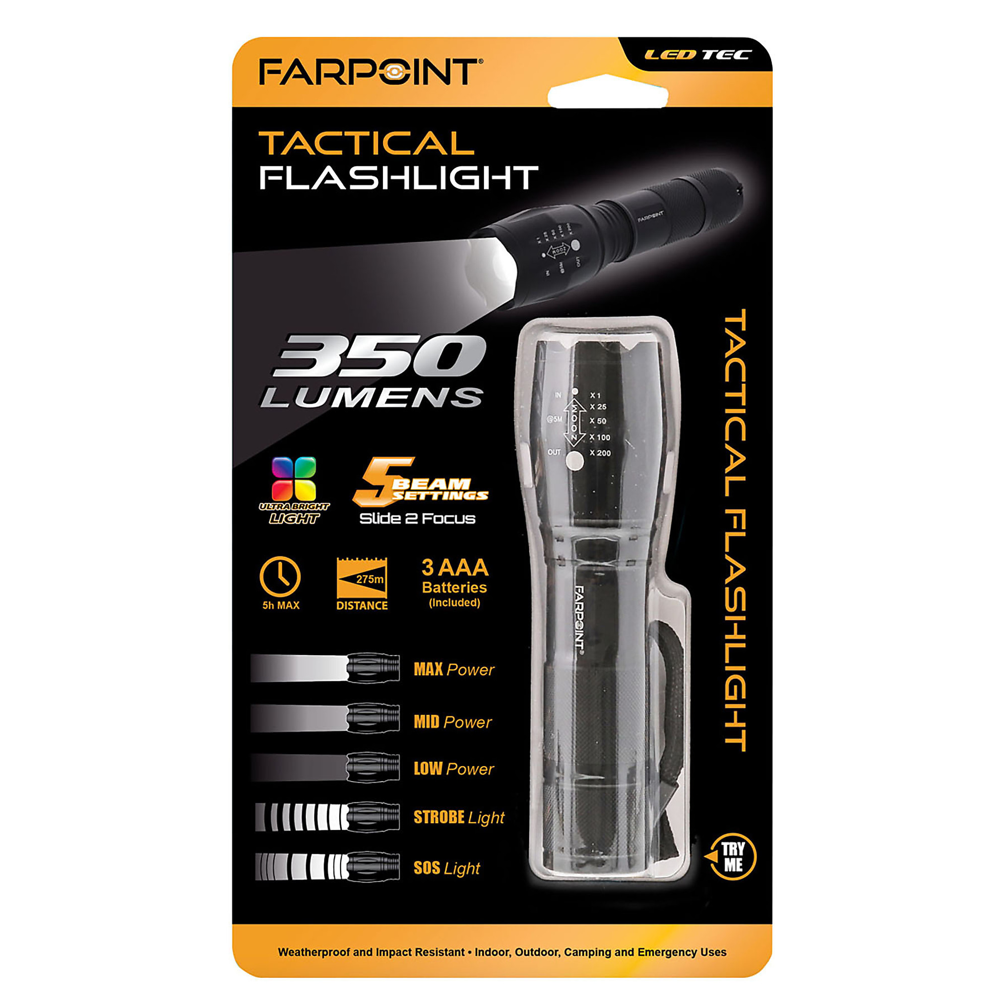 FarPoint, 350 Lumen (Uses 3AAA each Included), Model# FLX1133012 ...