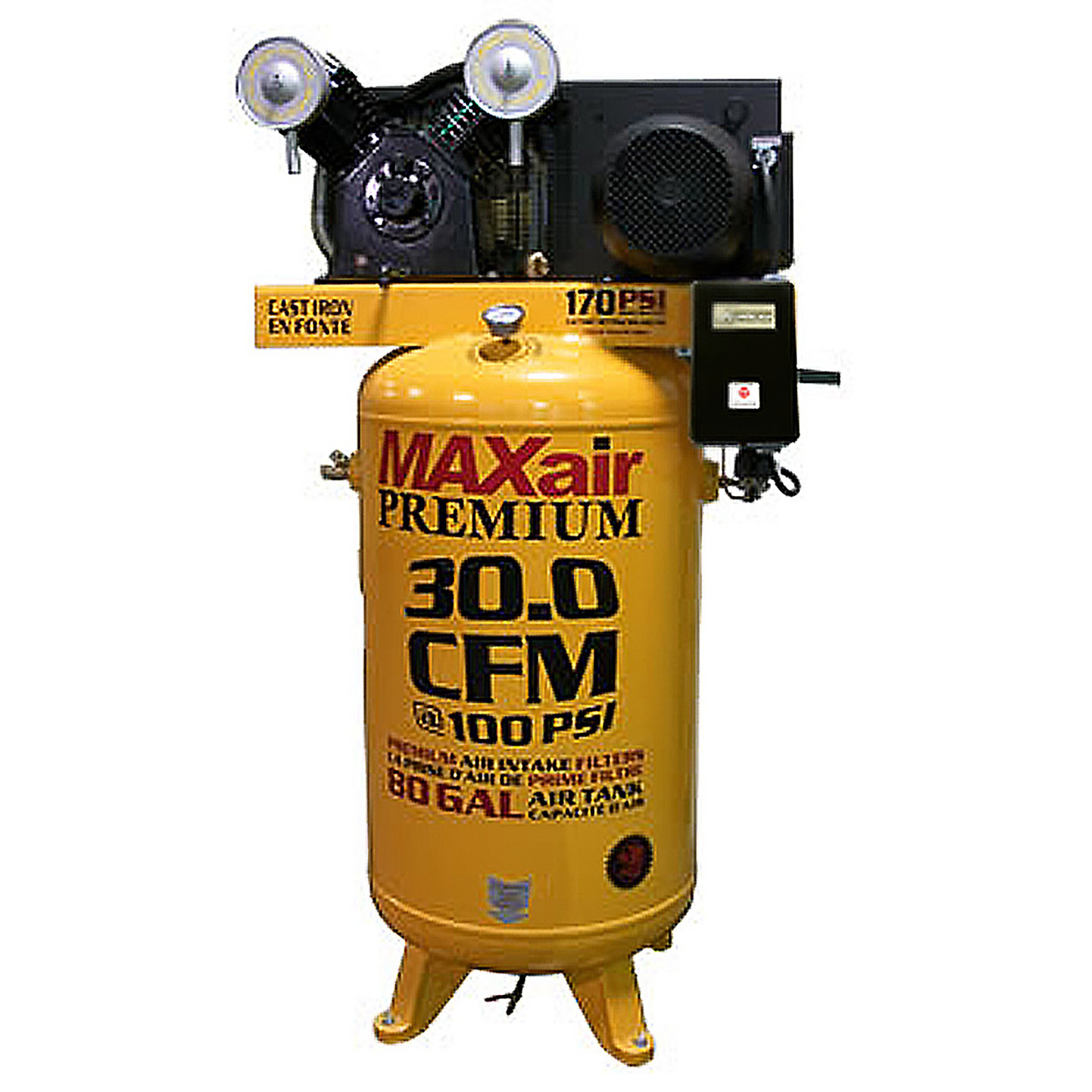 MAXair, 30 CFM 80 Gallon Premium Air Compressor, Horsepower 7.5 HP, Air ...