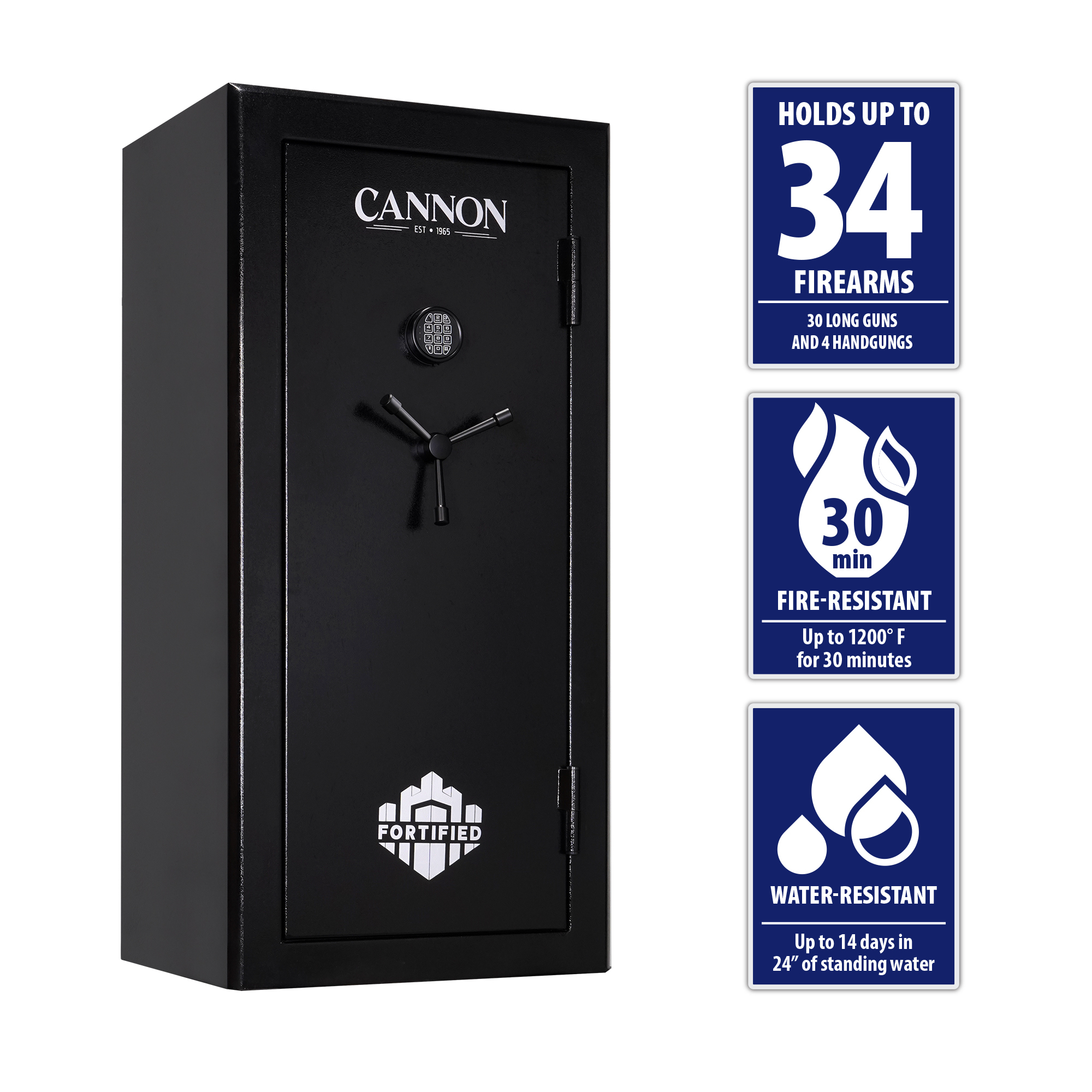 Cannon, 34 Long Gun, 30 min Fire and Water Resistant Safe, Lock Type ...