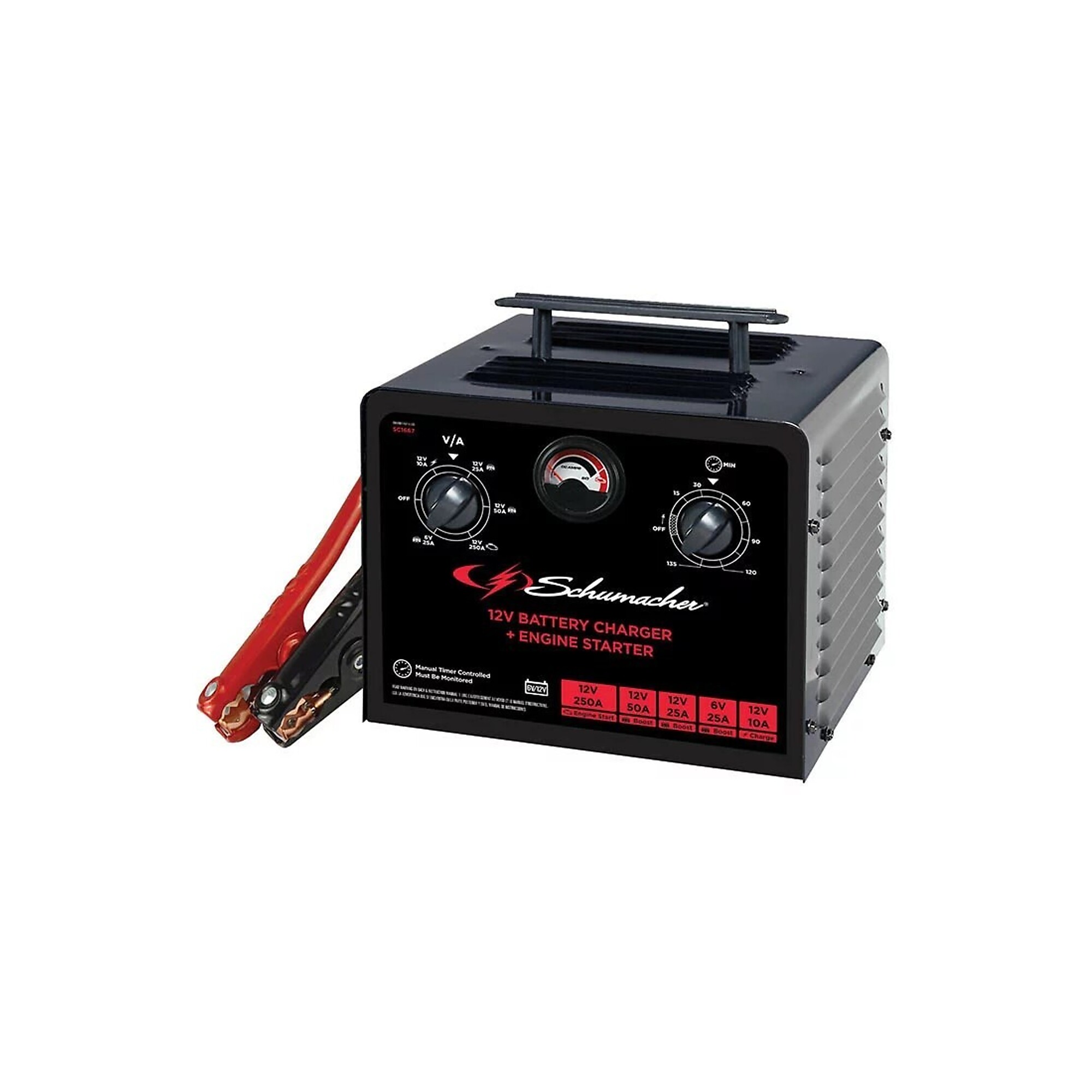 Schumacher 6/12 Volt Manual Charger with Timer, 250 Max. Amps ...