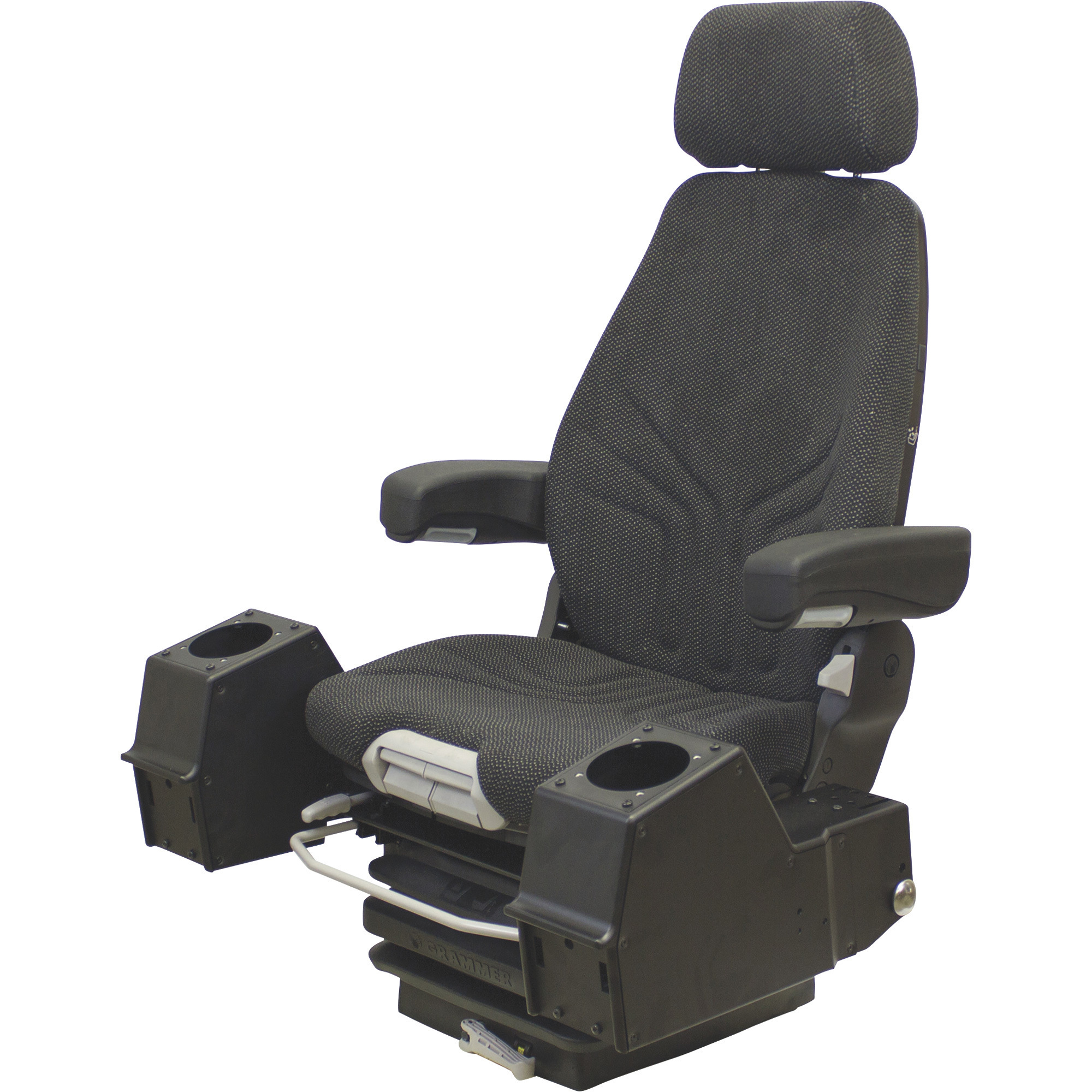 K&M High-Back Suspension Seat with Control Pods, Black/Gray, Model ...