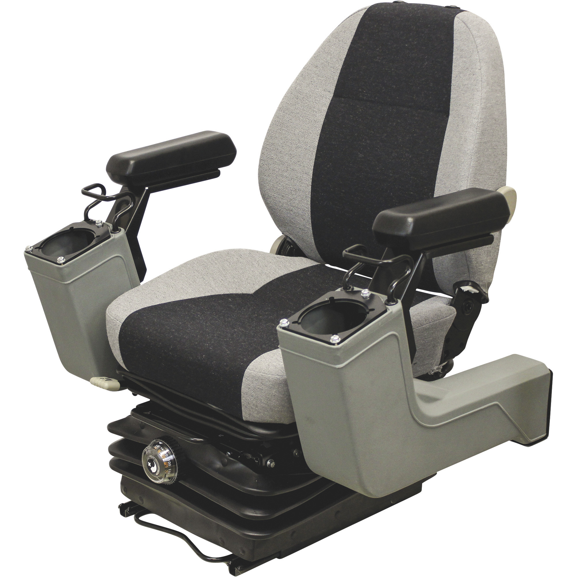 Milsco High-Back Suspension Seat with Arm Rests, Black, Model ...