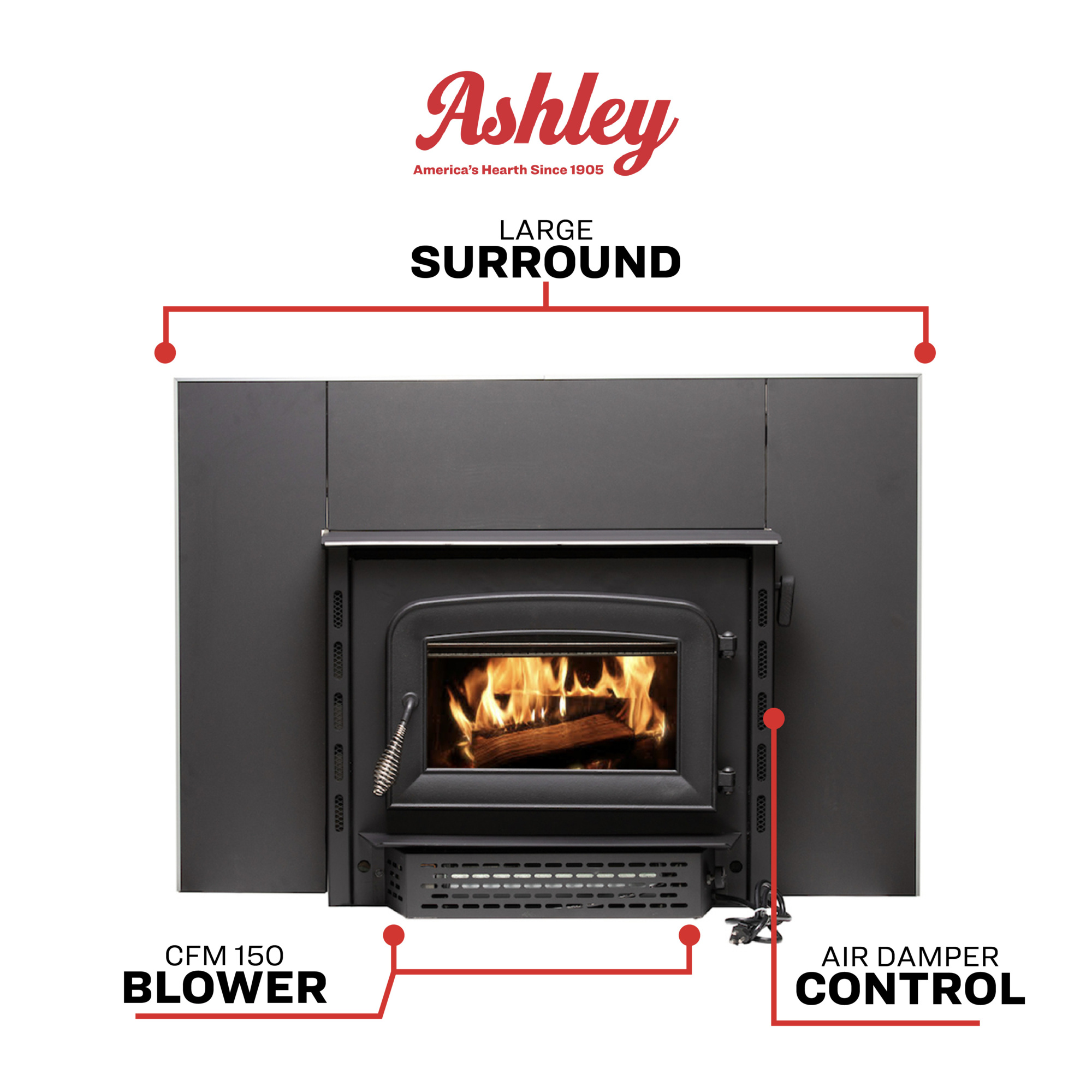 Ashley Hearth, Ashley 1200 Sq. Ft. Wood Insert, Heat Output 69000 Btu ...