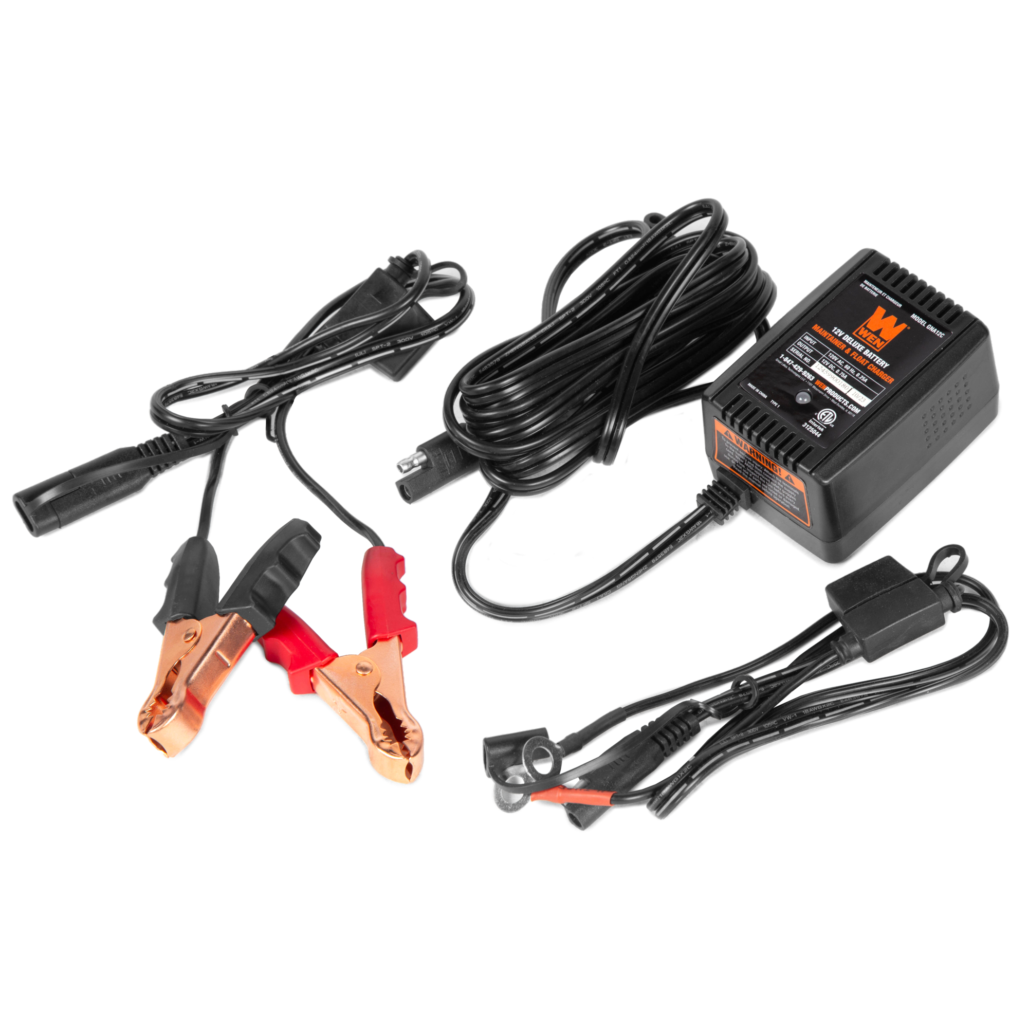 WEN 12V Deluxe Battery Maintainer and Float Charger - 125Ah Capacity ...
