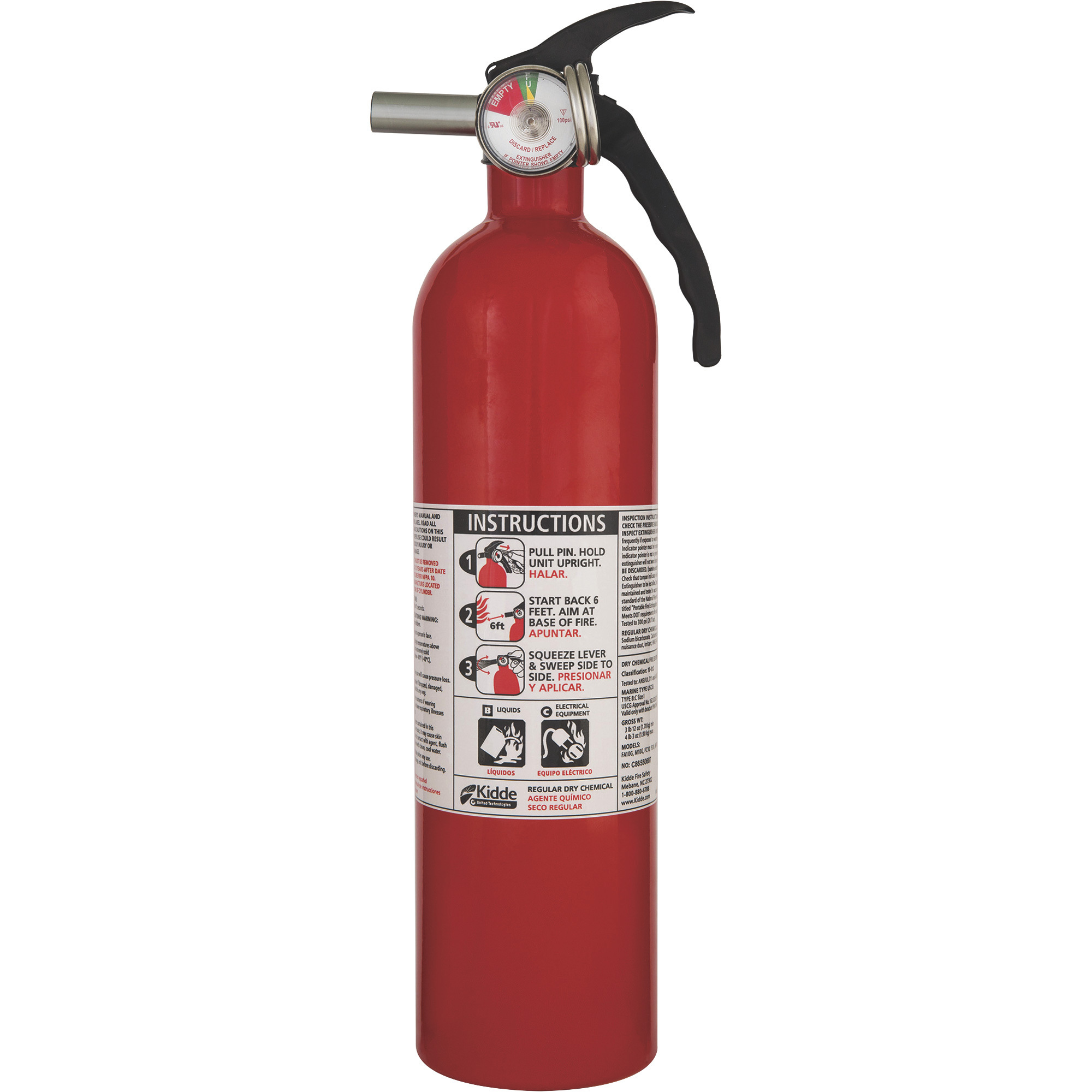Kidde Class A/B/C Single Use Fire Extinguisher, Model# 440162MTL ...