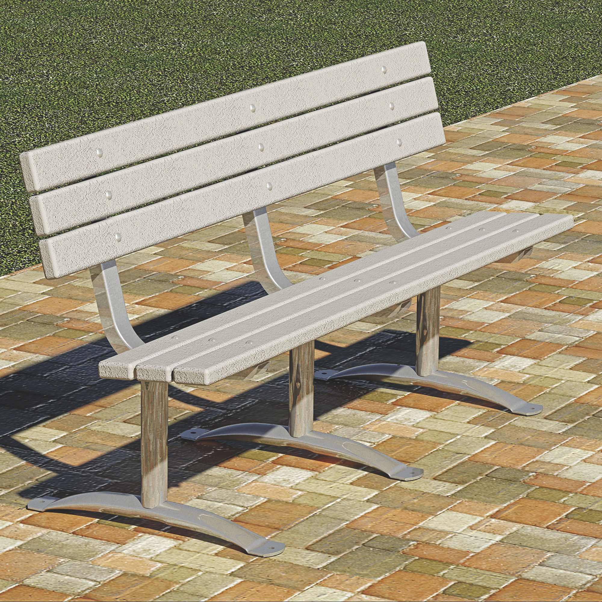 Recycled Plastic Park Bench, 6ft., Gray, Model# PCXB3/G-6PA24 ...
